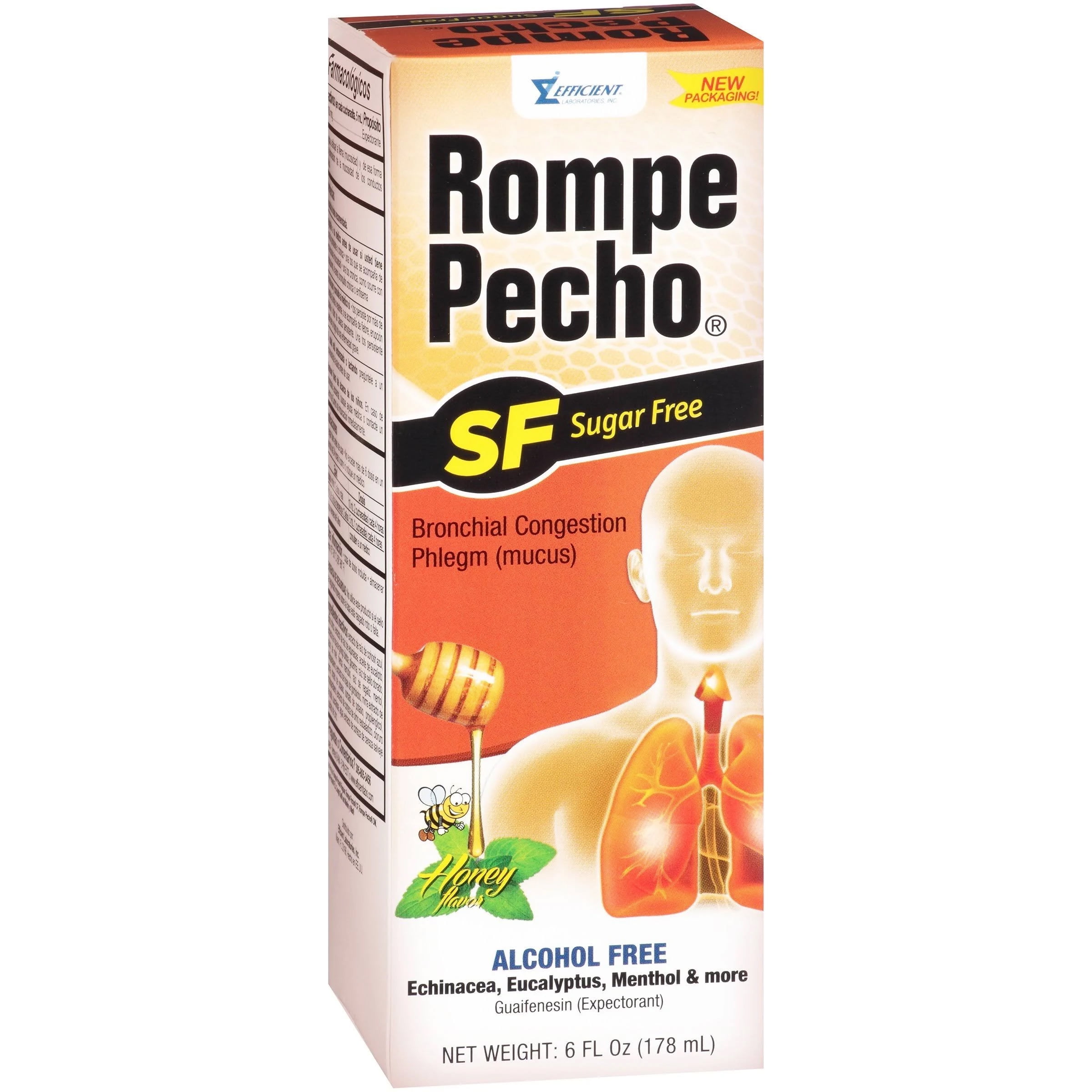 Rompe Pecho Expectorant, Sugar Free, Honey 6 Oz,Pack of 6 - Walmart.com