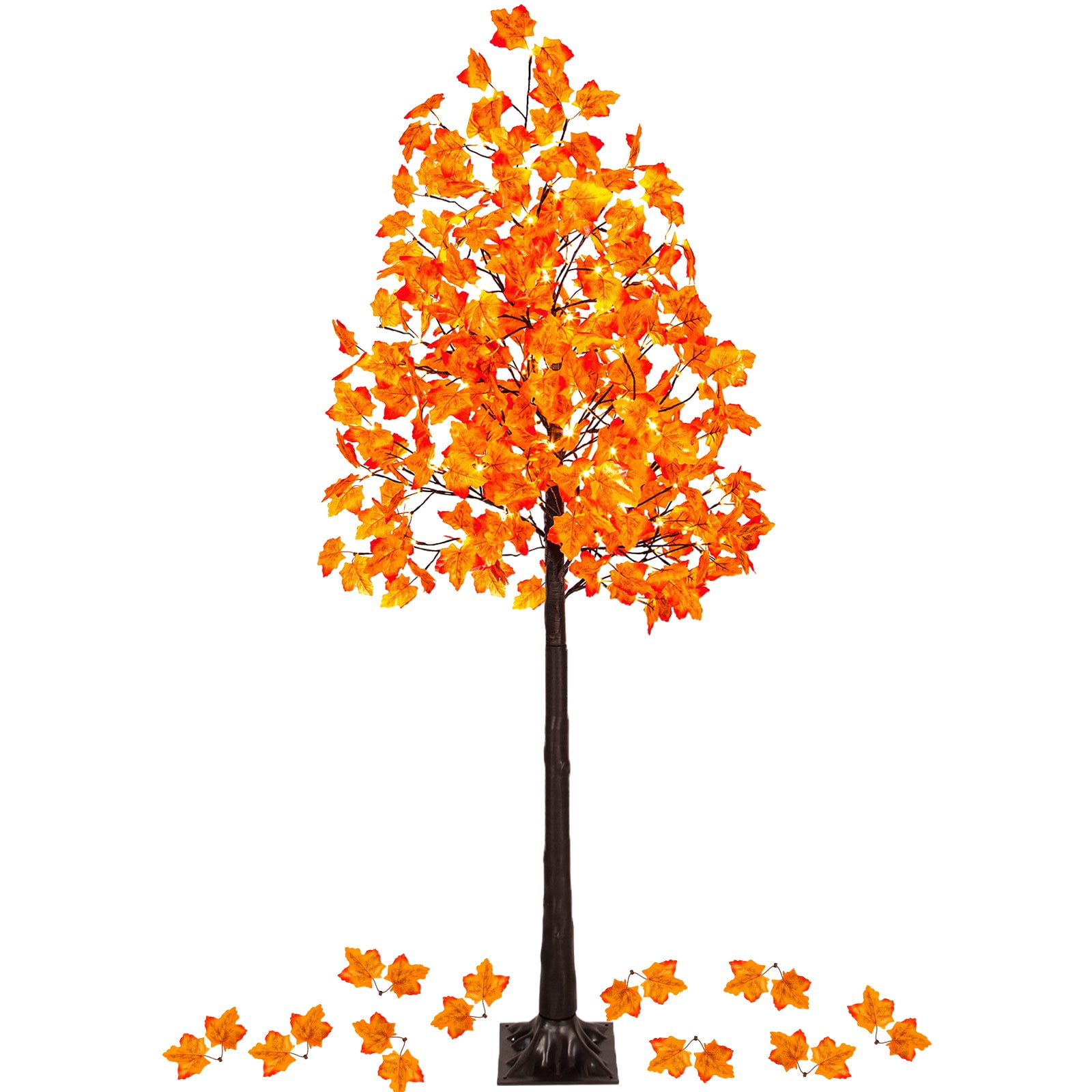 Romswi 6FT Artificial Lighted Maple Tree with 120 LEDs, Fall Tree with ...