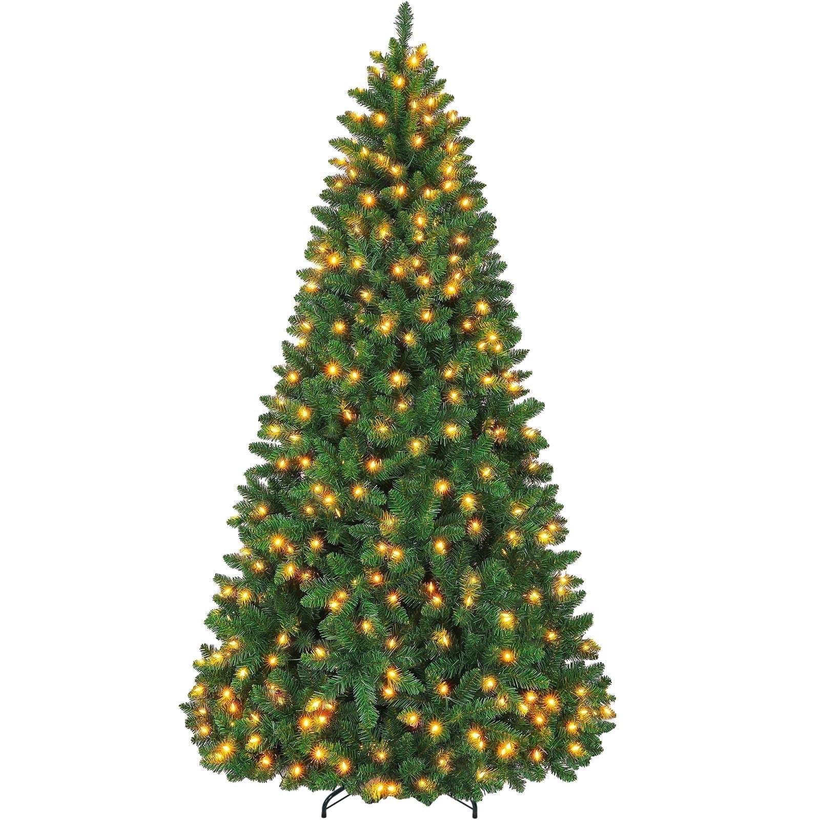 Romswi 7.5 ft Pre-lit Hinged Artificial Christmas Tree with 450 Warm ...