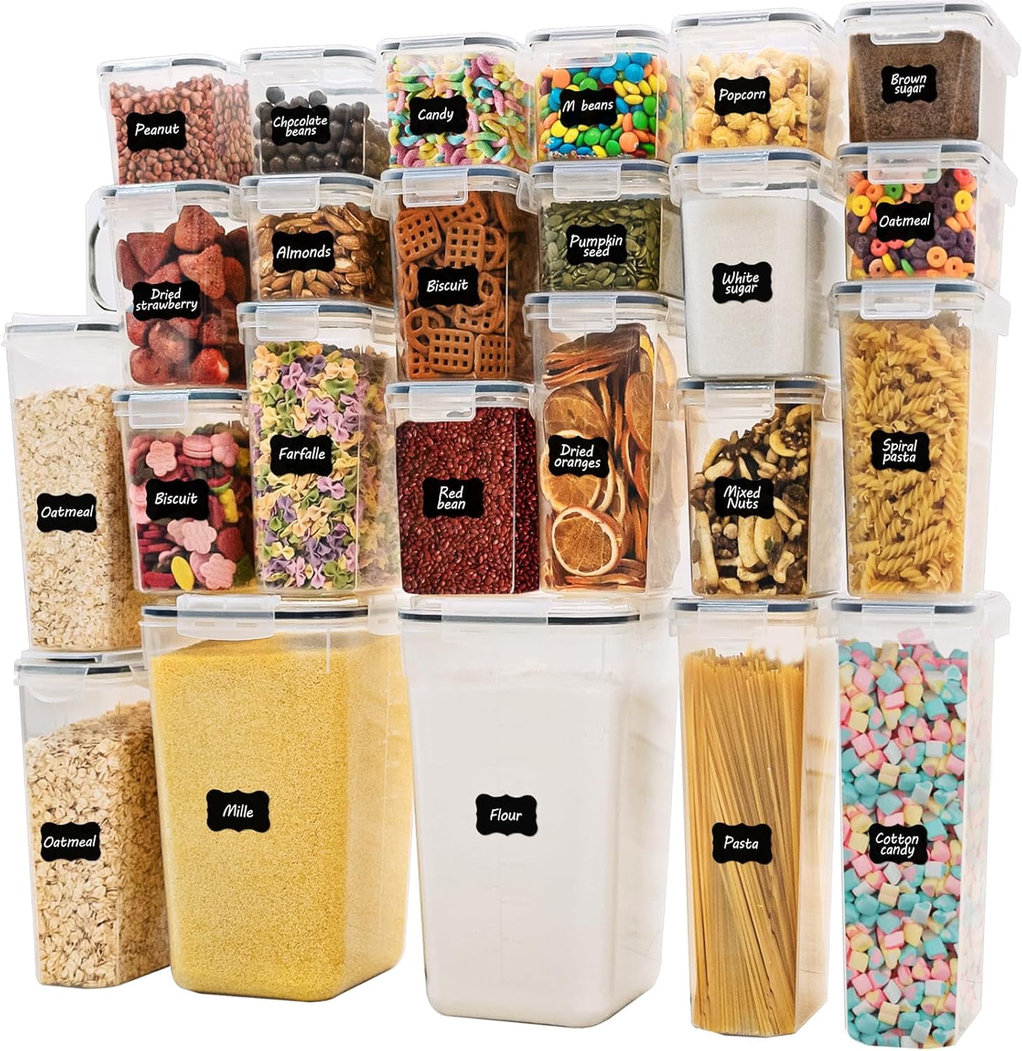 Romswi Airtight Food Storage Containers with Lids,24Pcs Pantry ...