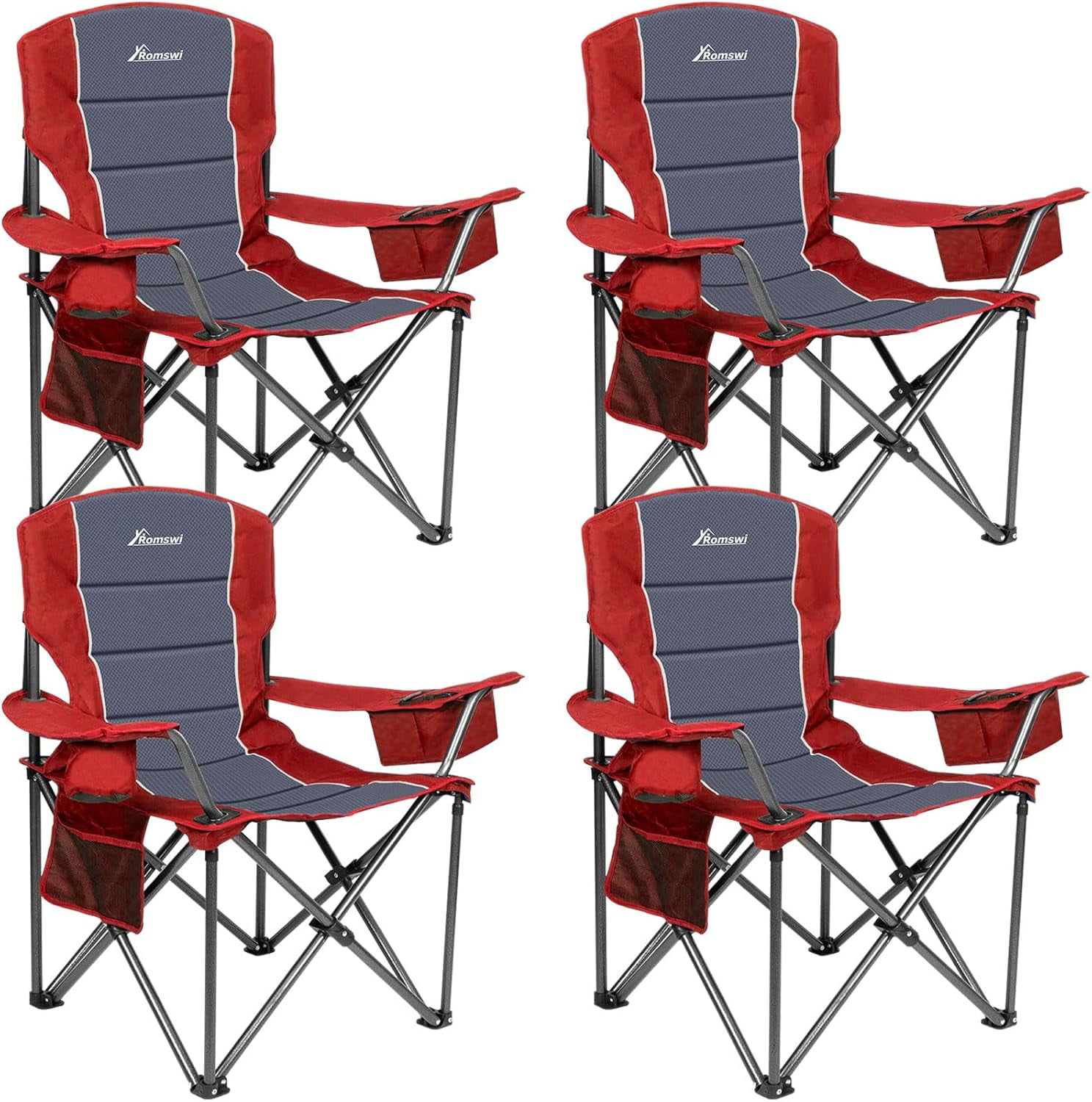 Romswi Oversized Camping Chairs,Heavy Duty Support 500 LBS,Padded Back ...