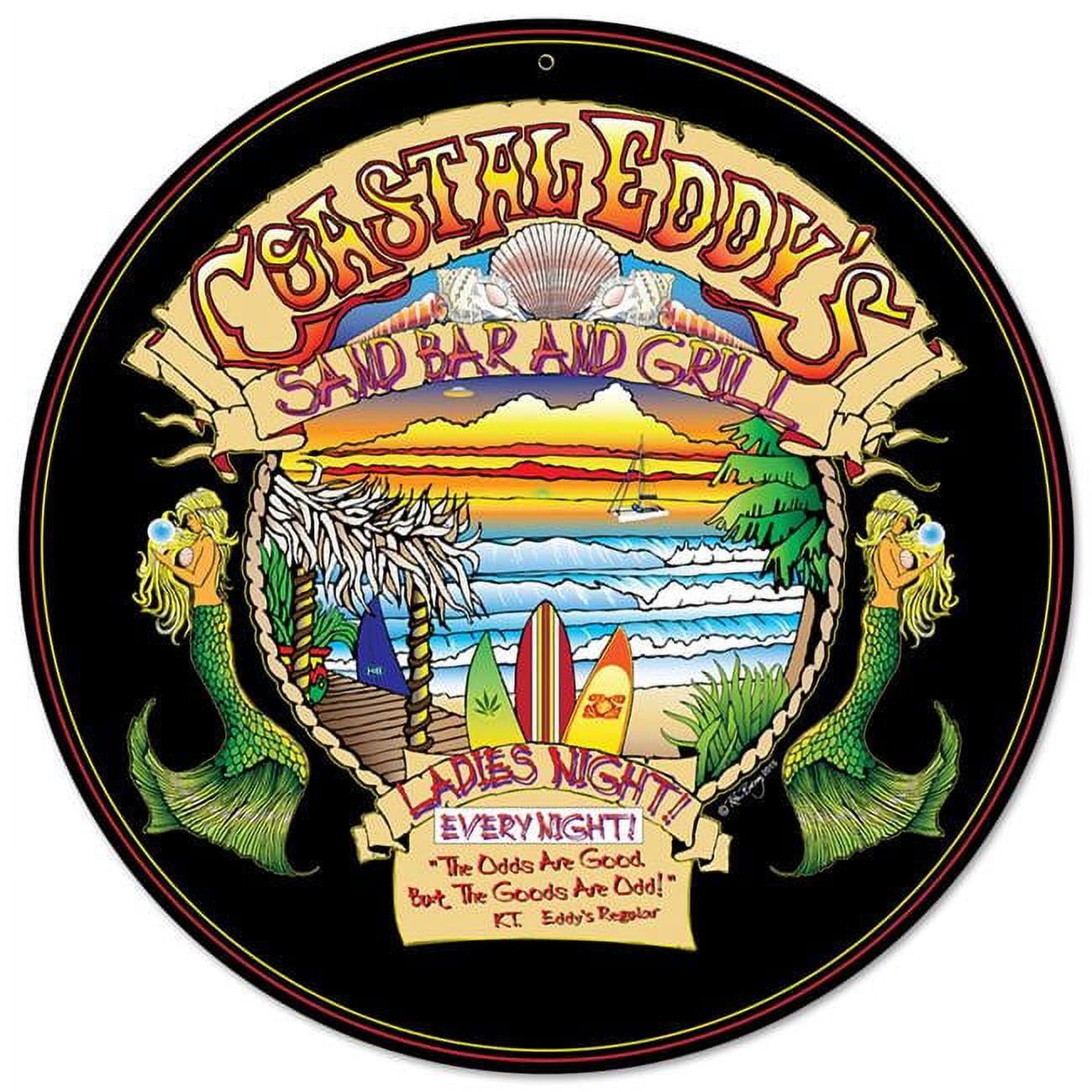 Ron Berg 14 in. Coastal Eddys Round Metal Sign - Walmart.com