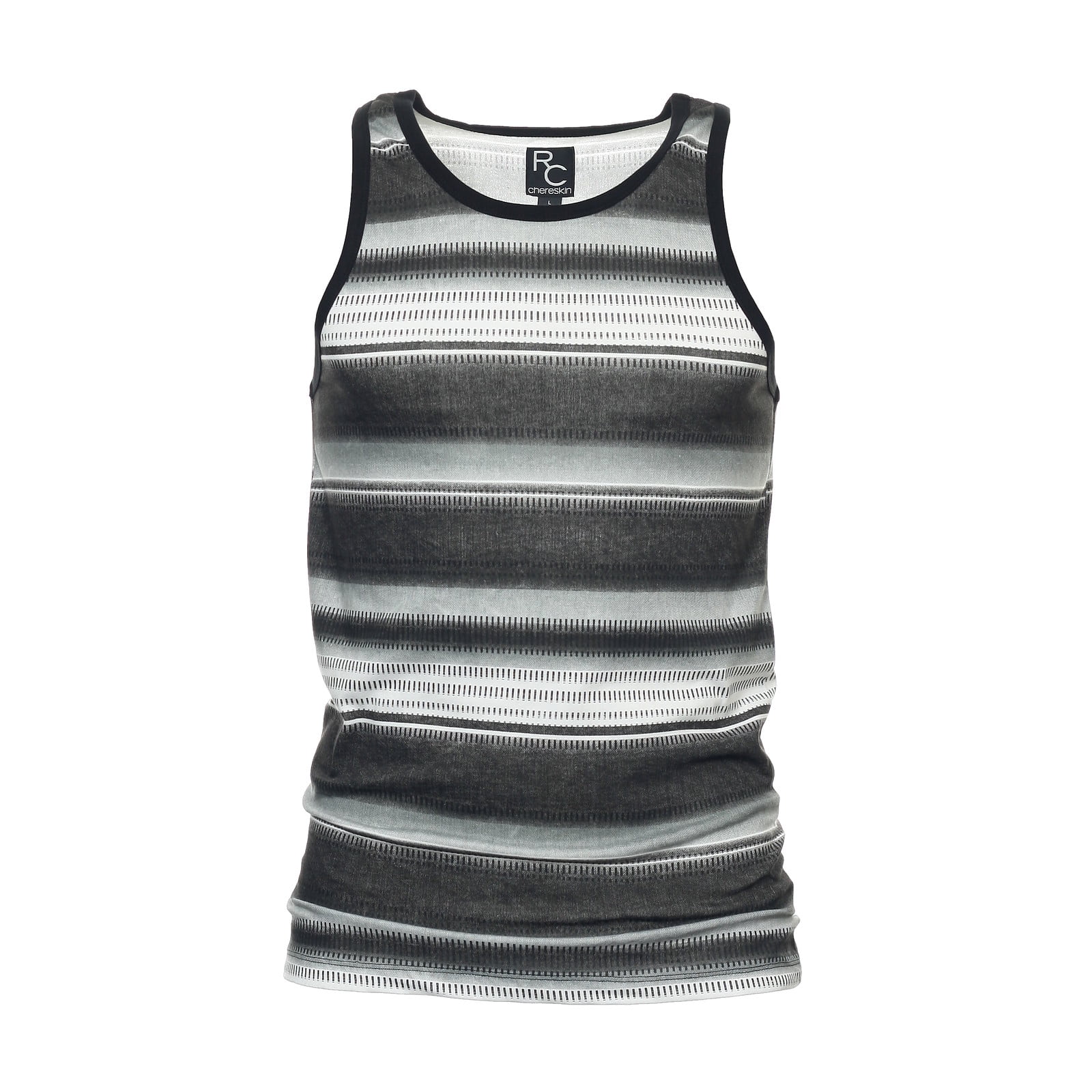 Ron Chereskin Mens Ombre Striped Cotton Tank Top (Medium, Black ...