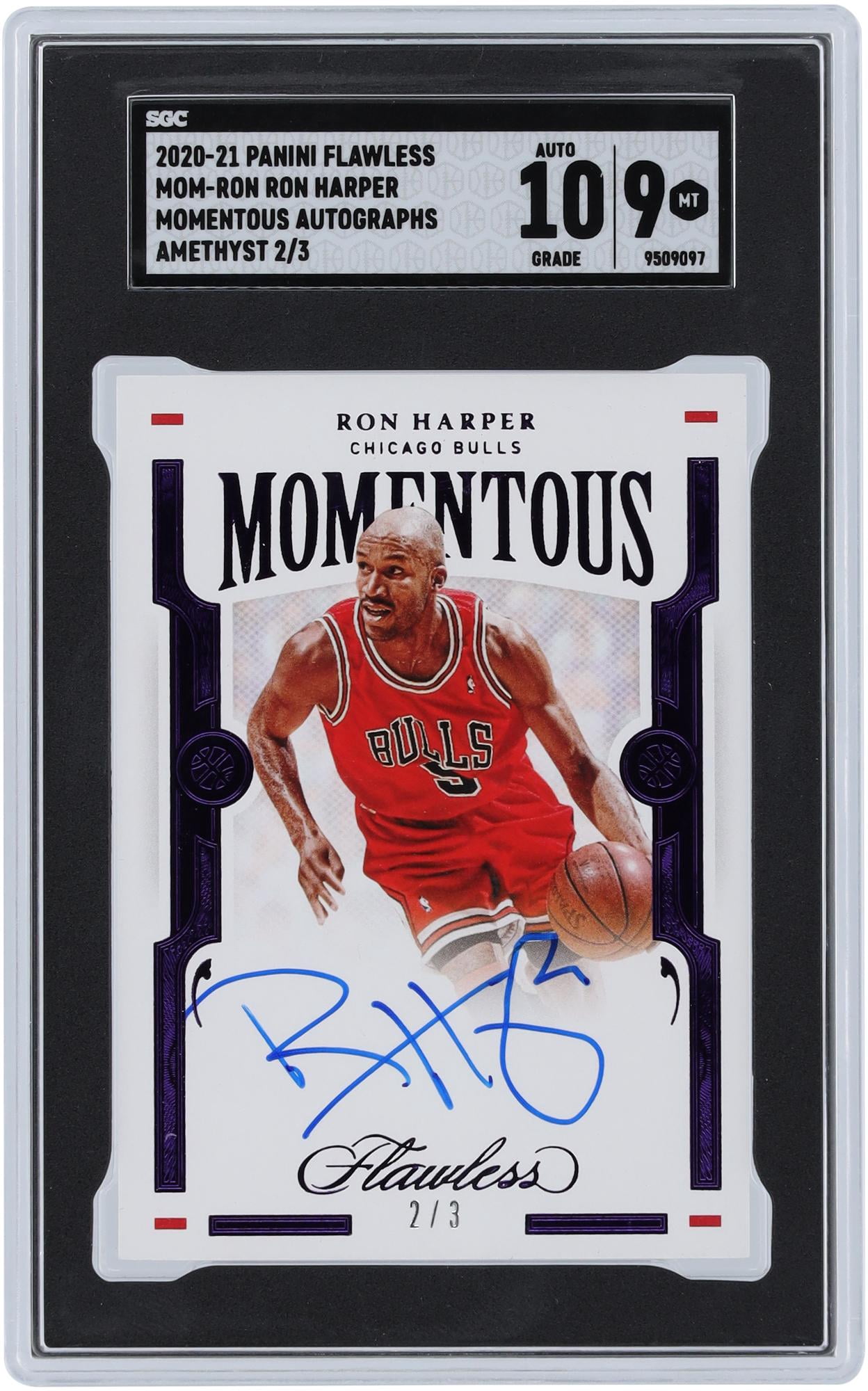 Ron Harper Chicago Bulls Autographed 2020-21 Panini Flawless Amethyst # ...