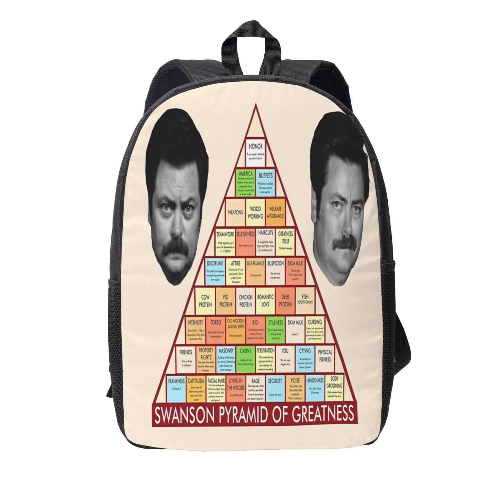 Ron Swanson Pyramid Of Greatness Backpack Simple Lightweight Backpack ...