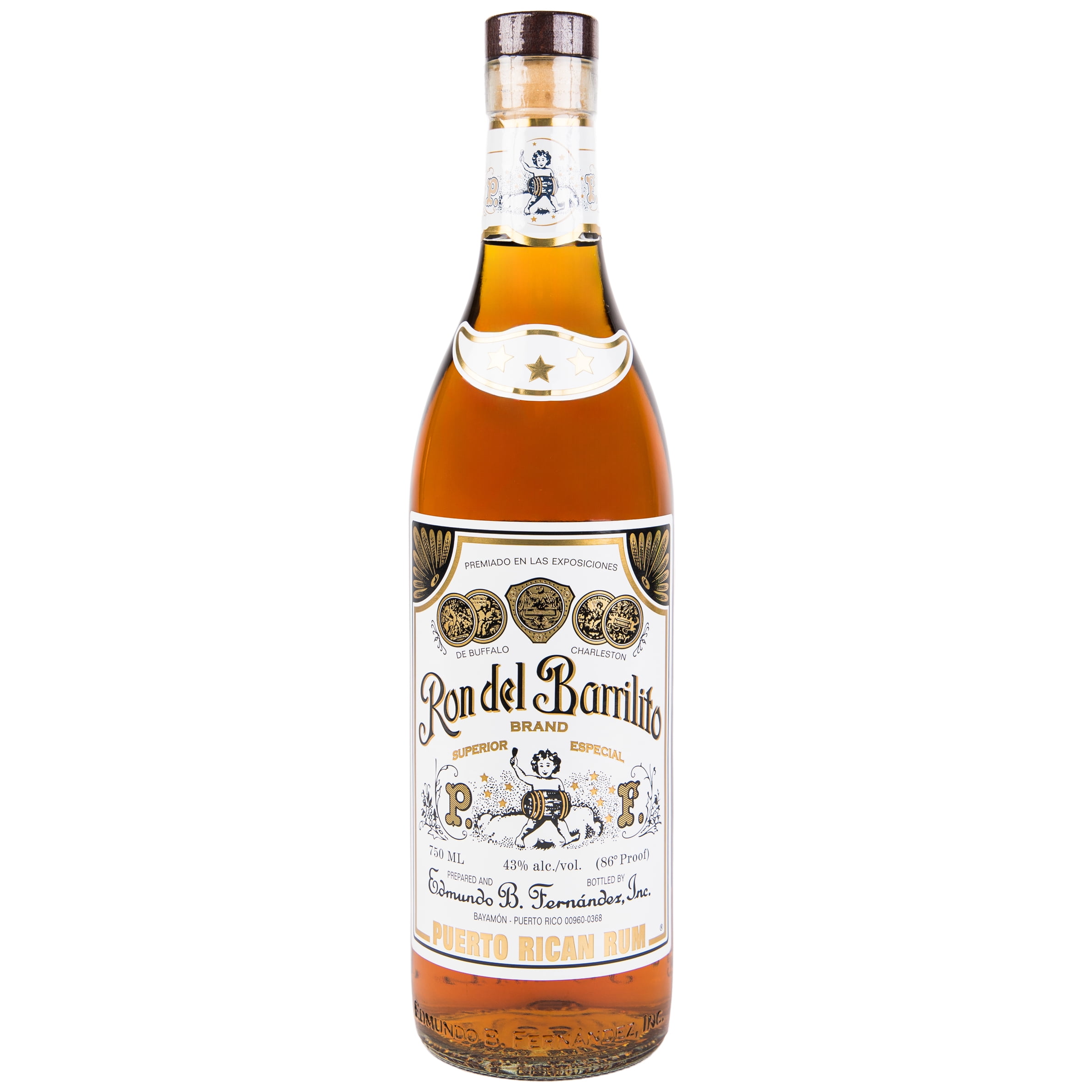 Ron del Barrilito Tres Estrellas, Puerto Rico Rum, 750 ml Glass Bottle ...