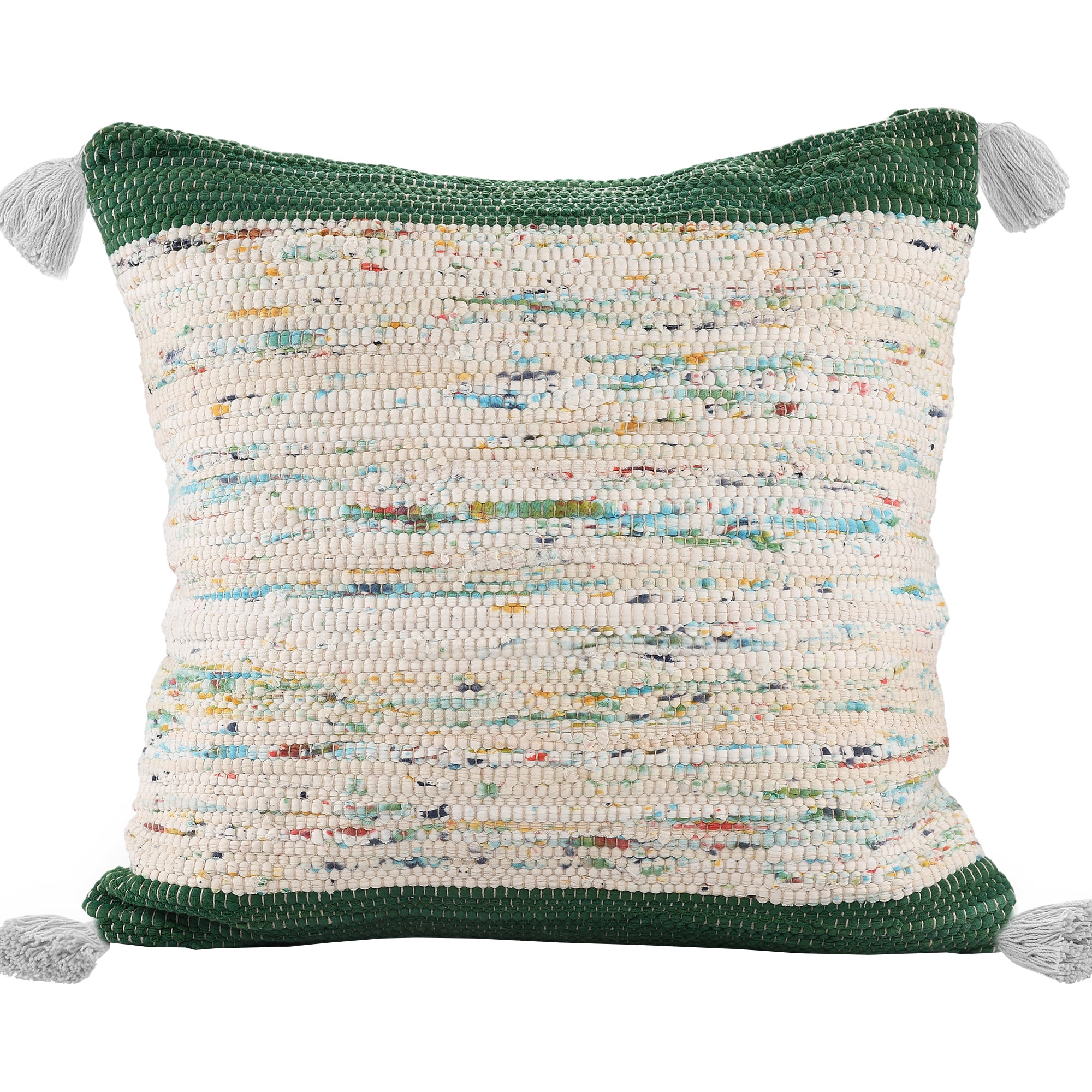 Ox Bay Luma 20" x 20" Green/Multicolor Striped Cotton Adult Decorative ...