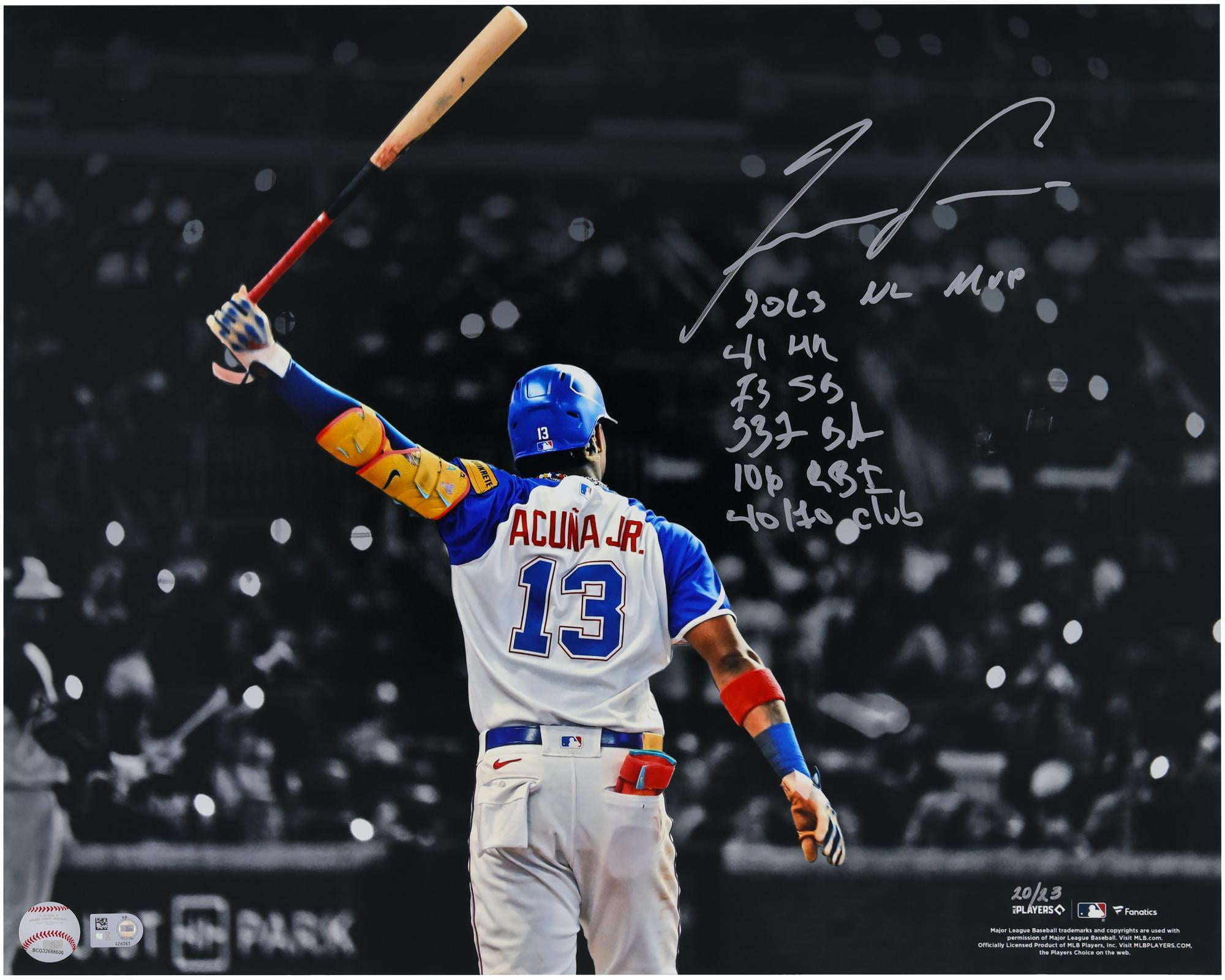 Ronald Acua Jr. Atlanta Braves Autographed 16" x 20" Spotlight ...