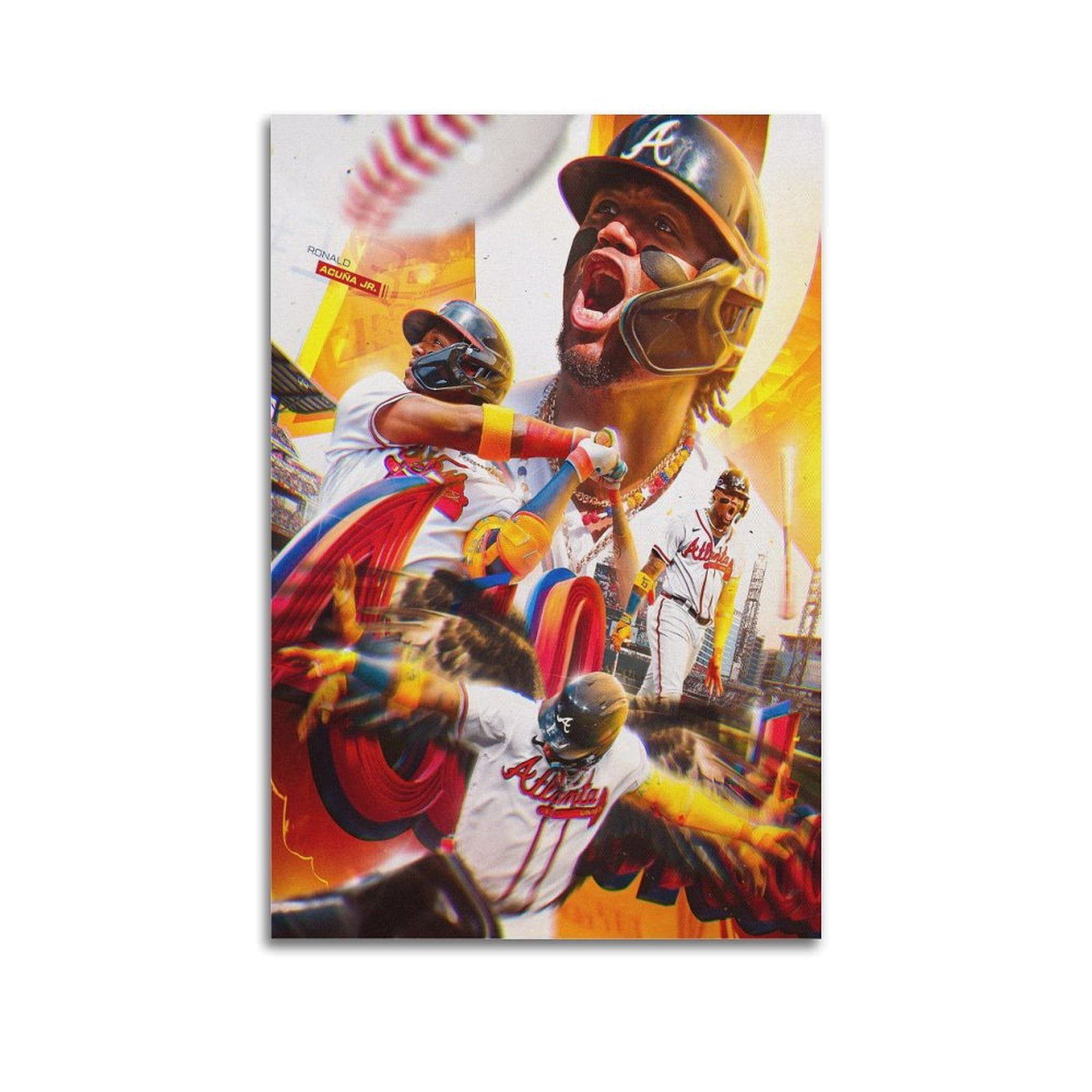 Ronald Acuna Jr Anime Star Music Picture Wall Art Painting Canvas ...