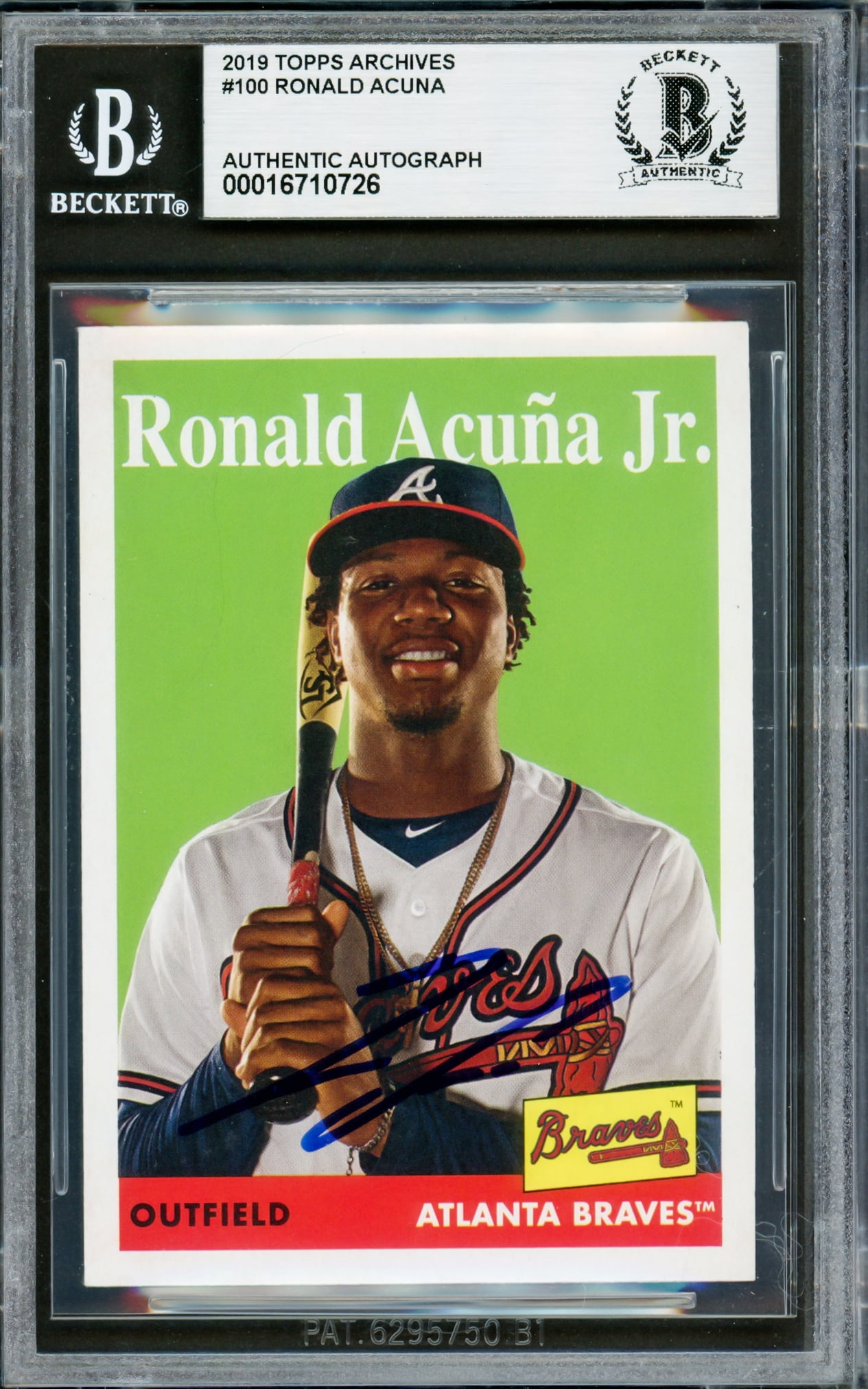 Ronald Acuna Jr. Autographed 2019 Topps Archives Card #100 Atlanta ...