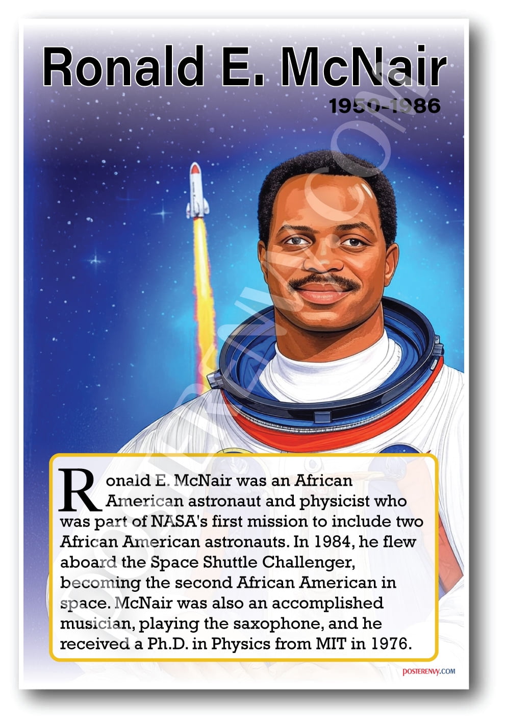 Ronald E Mcnair - Astronaut - Biography Poster 18 x 12 inch - Walmart.com