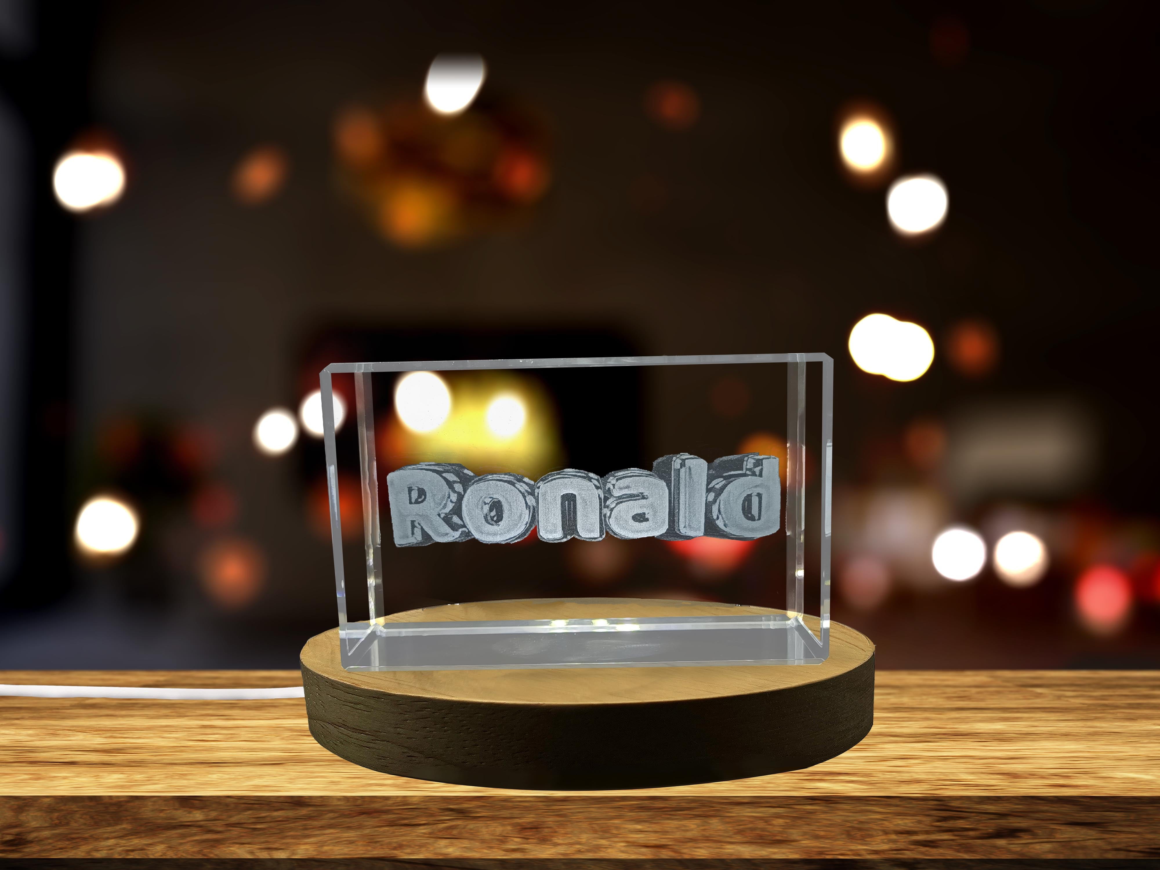Ronald| Names Art 3D Engraved Crystal - Walmart.com