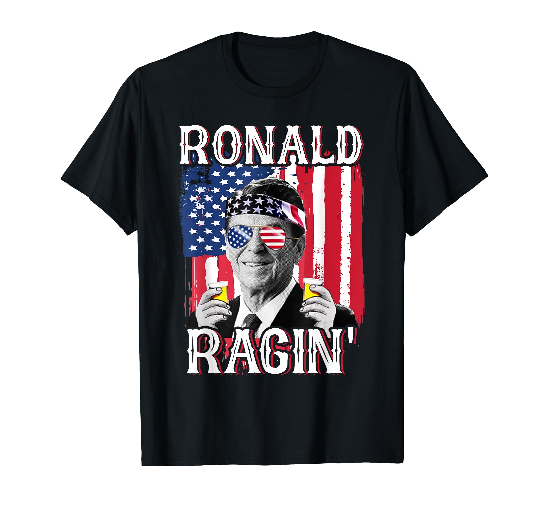 Ronald Ragin' 4th Of July Merica Men Women American Flag T-Shirt ...