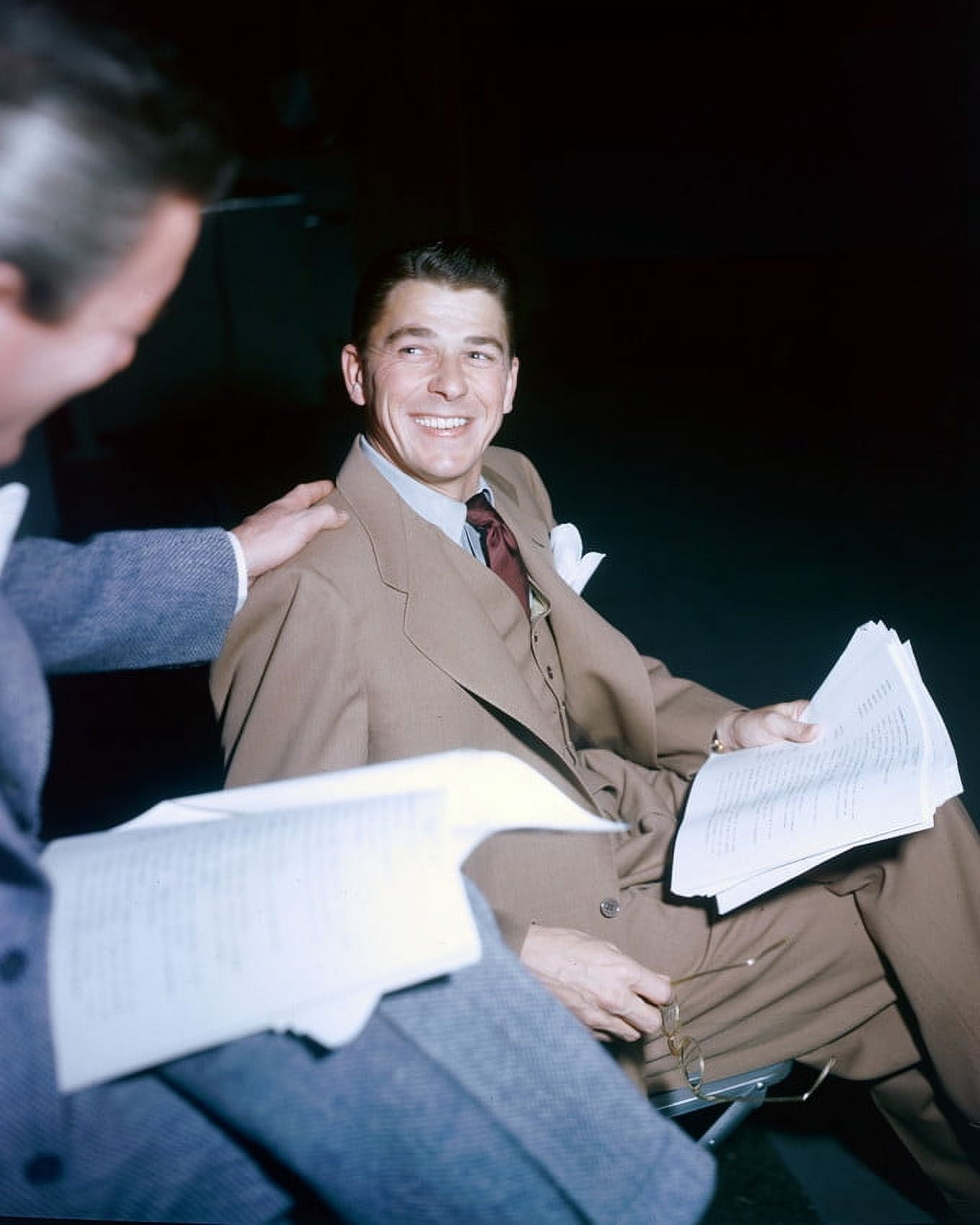 Ronald Reagan 24X36 Classic Hollywood Poster On Set Reading Script 1940 ...