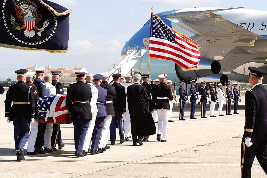 Ronald Reagan Funeral Honor Guard & VC-25 - 24x36 Inch Glossy Laminated ...