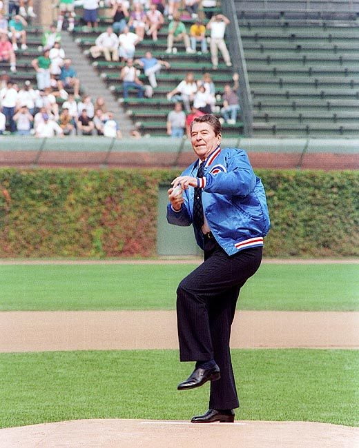 Ronald Reagan Opening Pitch Wrigley Field - Style A - 12x18 Inch ...