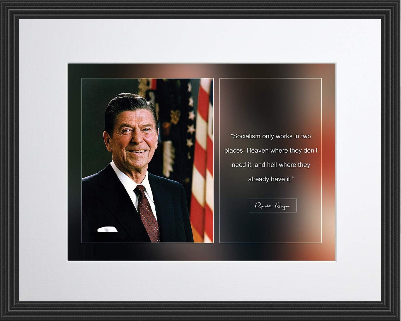 Ronald Reagan Quote - Socialism works in two places (11x14 Framed ...