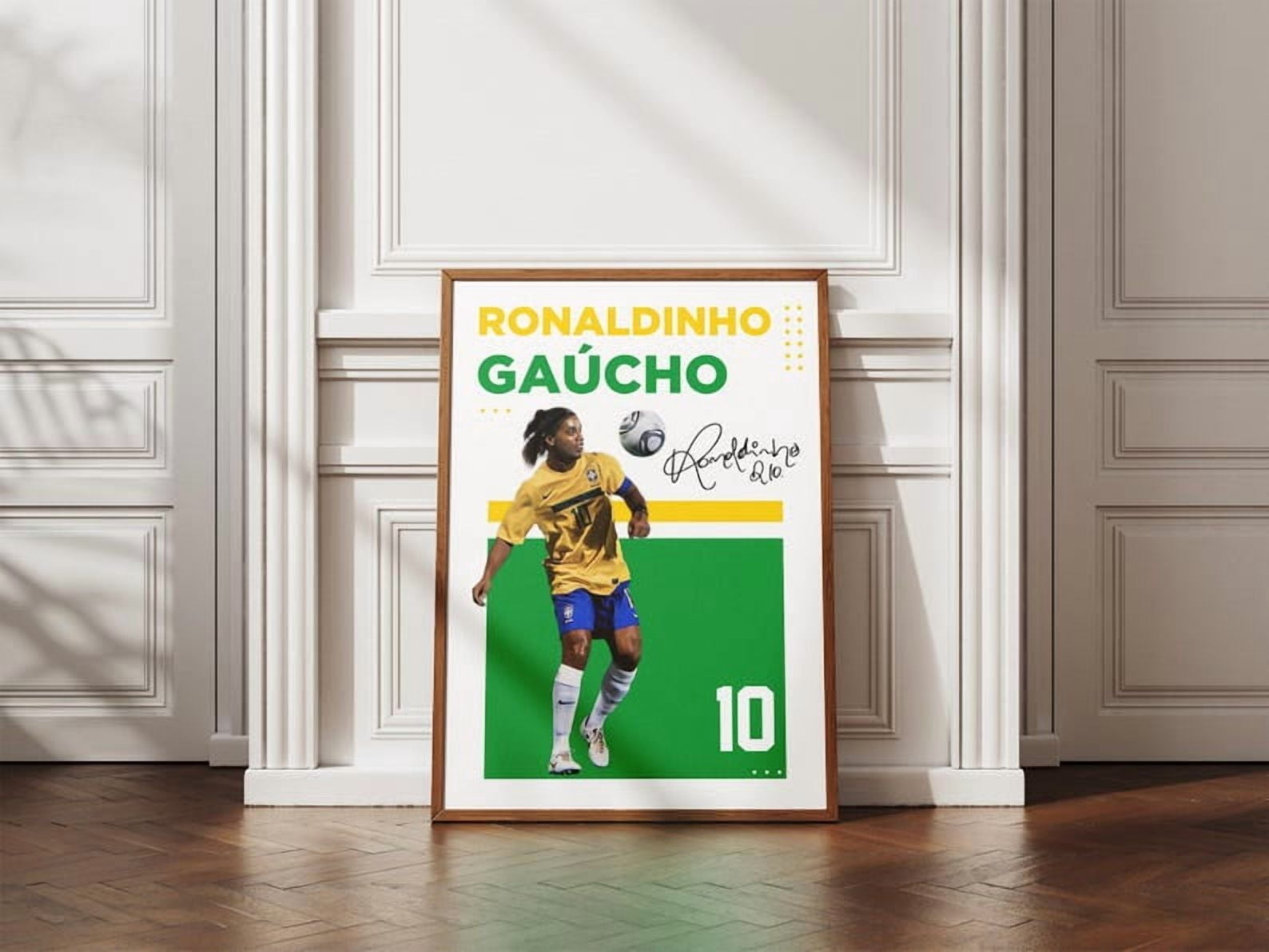Ronaldinho Brazil Number 10 Poster, Iconic Soccer Action Wall Art ...