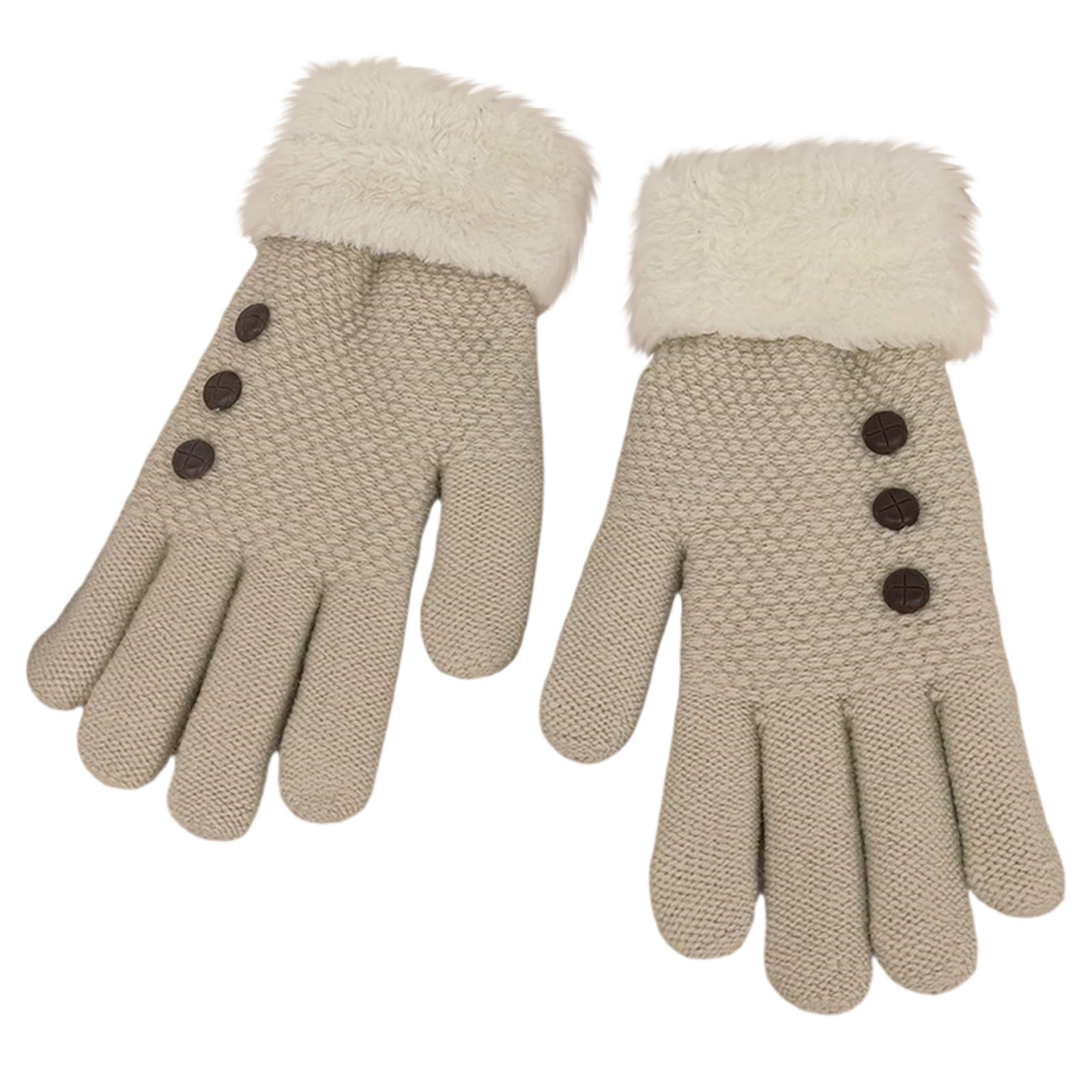 Roncen Men's Cable Knit Winter Gloves, Thermal Gloves with Faux Fur ...