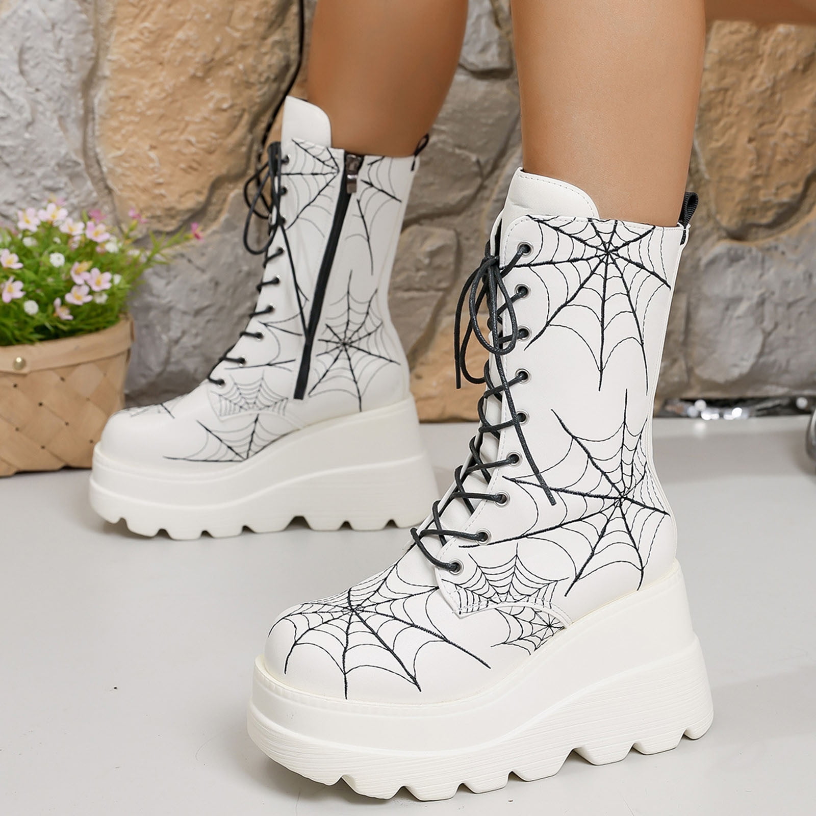 Roncen Women's Fashion Casual Versatile Round Toe Boots - Gothic Style ...