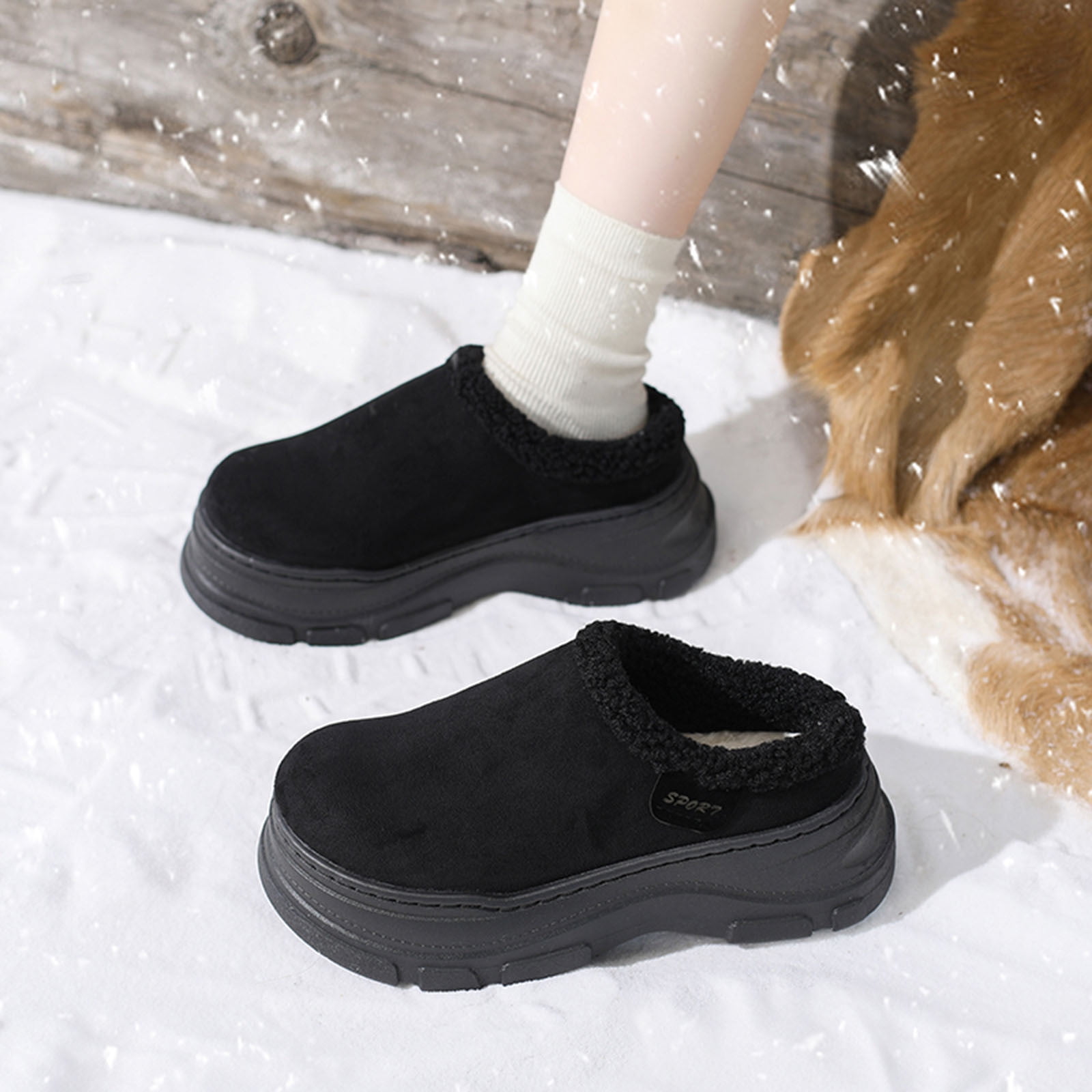 Roncen Women's Winter Fleece-Lined Slip-On Slippers - Cozy Round Toe ...