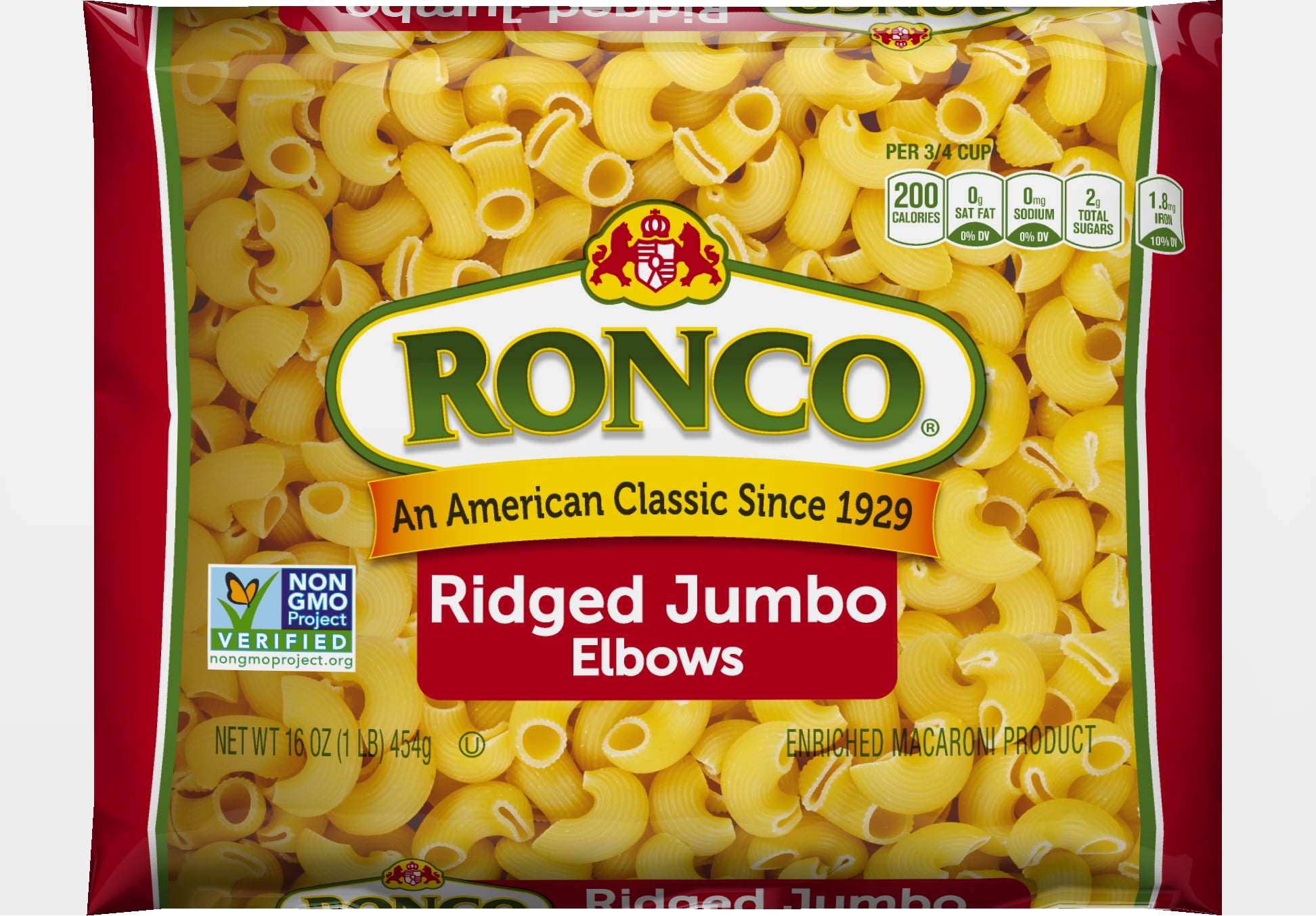 Ronco 16 oz Jumbo Ridged Elbow Pasta - Walmart.com