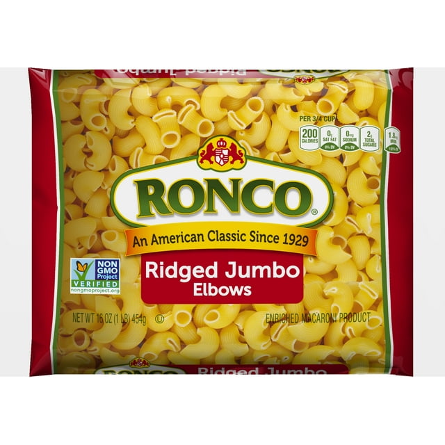 Ronco 16 oz Jumbo Ridged Elbow Pasta - Walmart.com