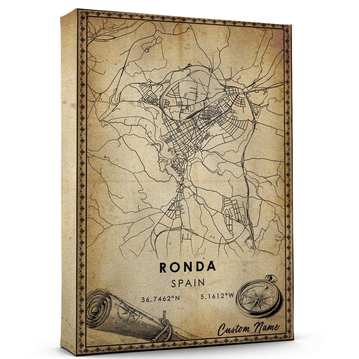 Ronda Map Poster, Spain Map Art Poster, Canvas, Ronda Map City vintage ...