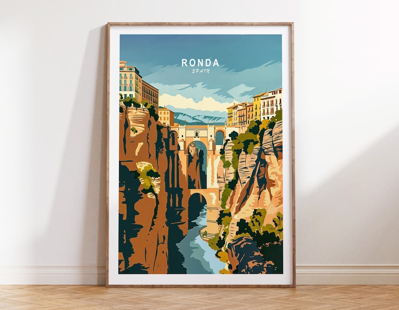 Ronda Spain Poster – Wall Art, Ronda Bridge Print, Birthday Home Decor ...