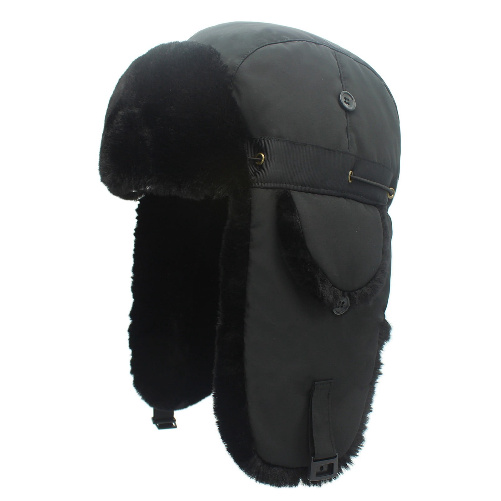 RongHuan Men Women Trapper Hat Faux Fur Winter Ski Hat Thick Fleece ...