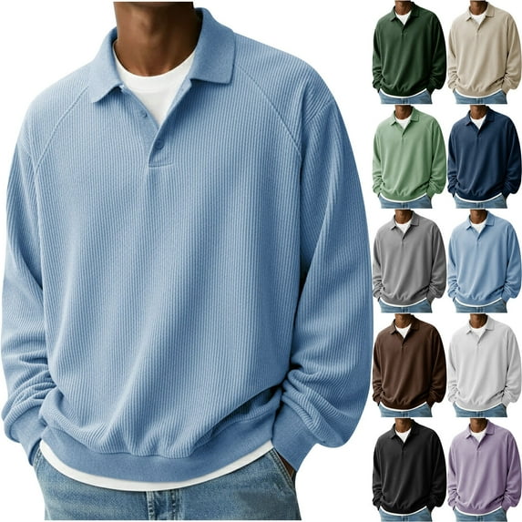 RongHuan Men's Big and Tall Sweatshirt Casual Long Sleeve Henley Shirt ...