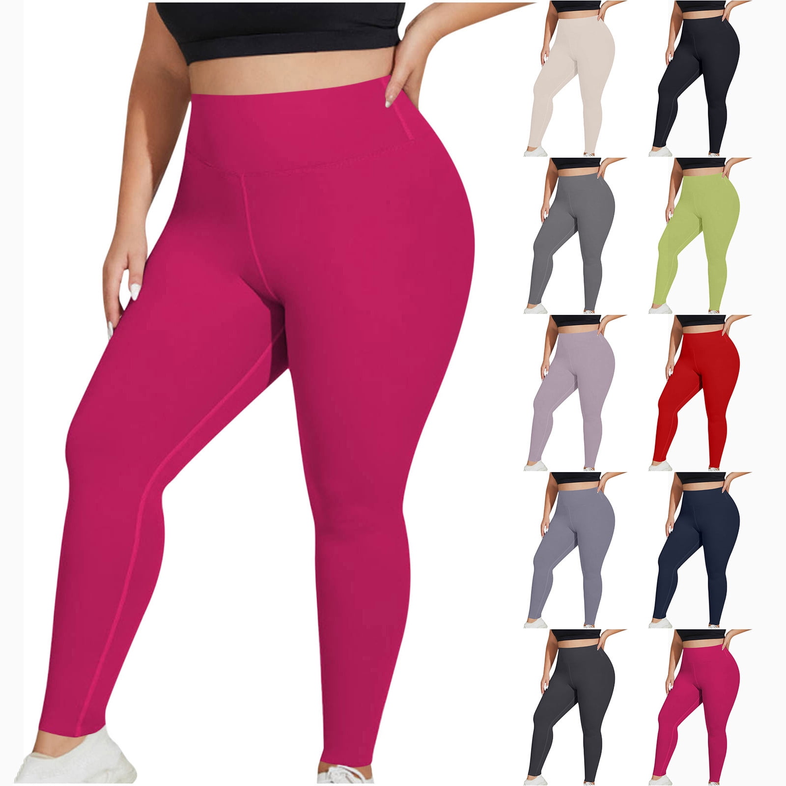RongHuan Plus Size Leggings for Women Stretchy High Waisted Yoga Pants ...