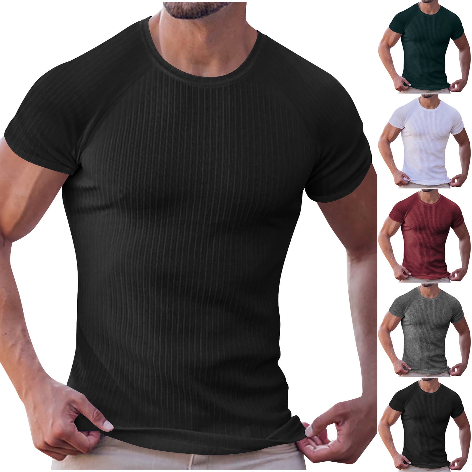 RongHuan T Shirts for Mens Gym Bodybuilding Muscle T-Shirt Casual Short ...