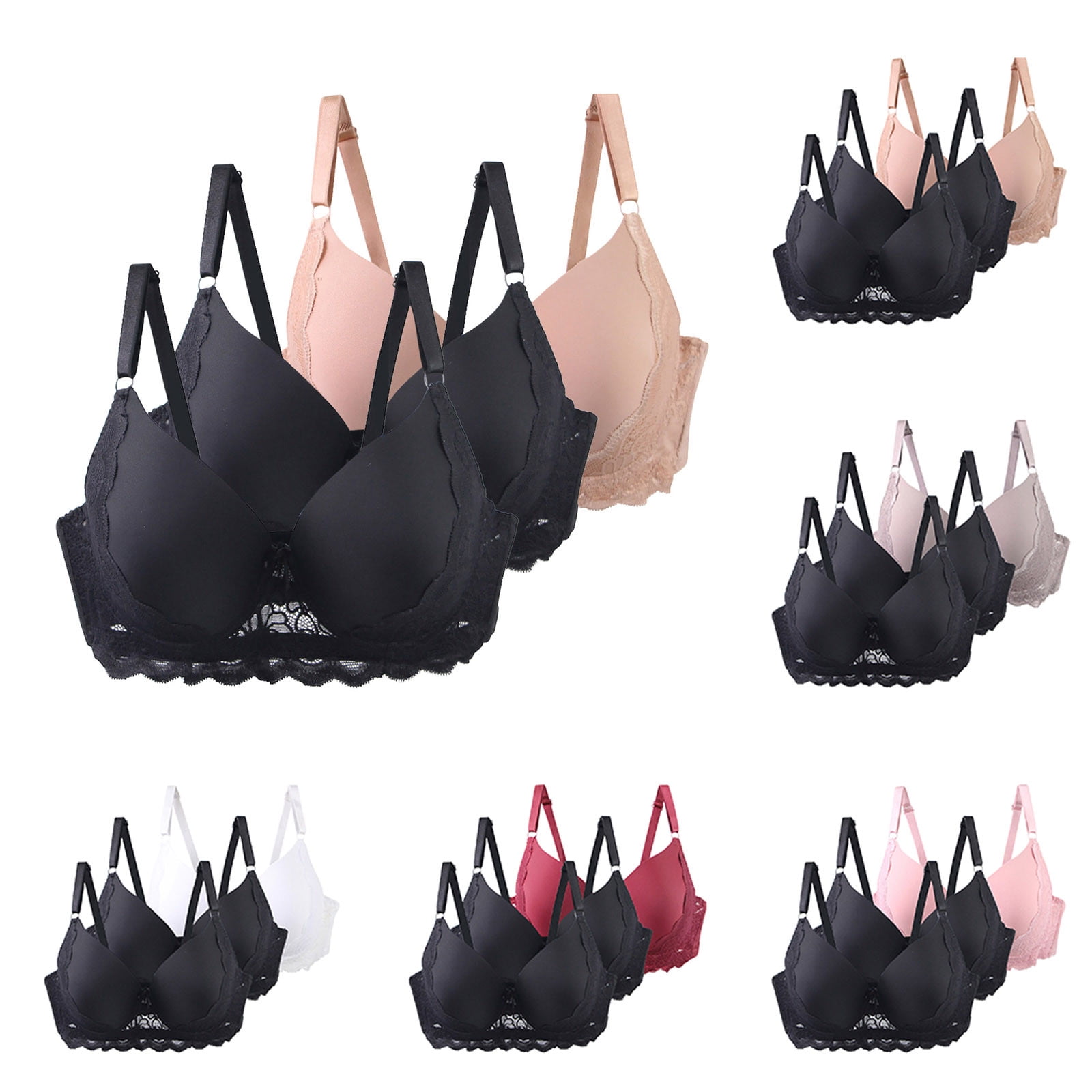 RongHuan Women's Full Coverage Bras Plus Size Lace Bralette Soft Floral ...