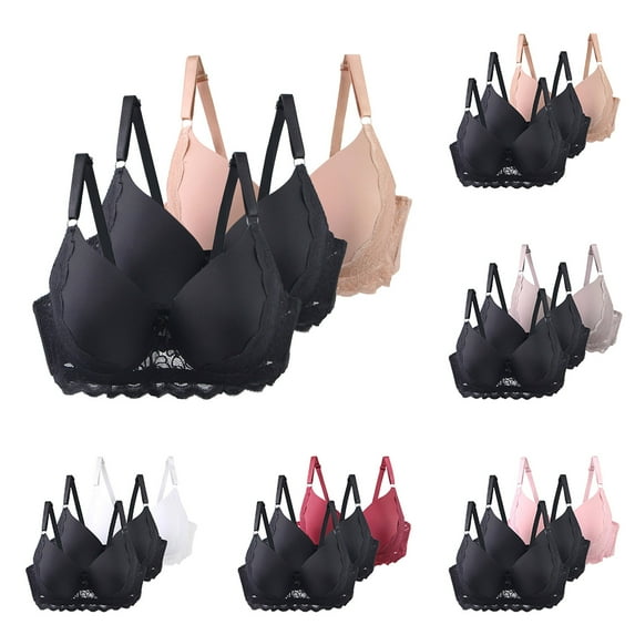 RongHuan Women's Full Coverage Bras Plus Size Lace Bralette Soft Floral ...