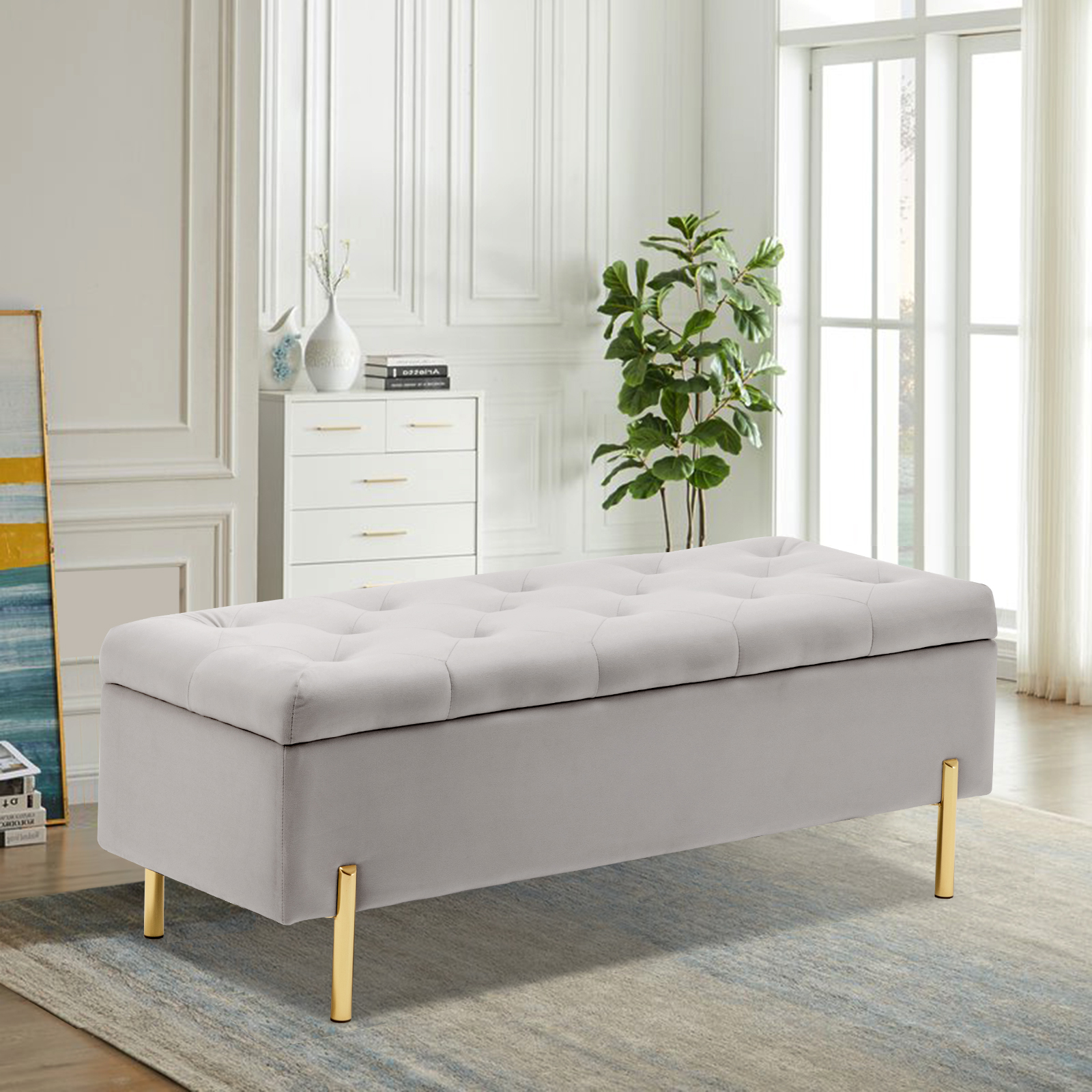 Duhome Elegant Lifestyle Modern Velvet Bench Ottoman Upholstered Bench