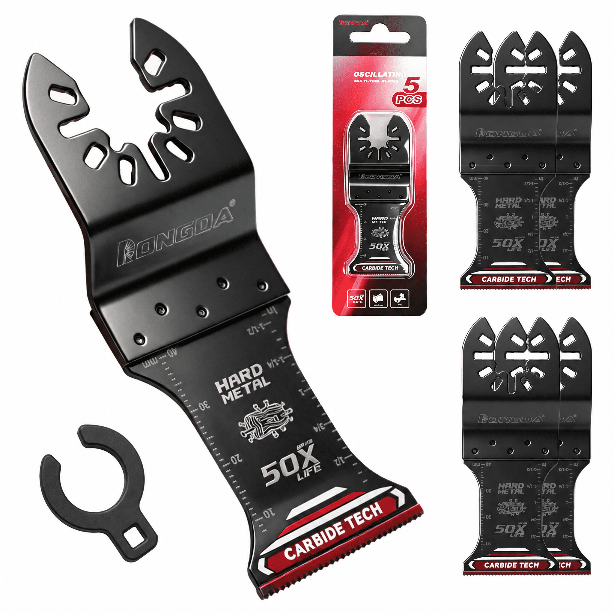 Rongda Obsidian Carbide Oscillating Saw Blades for Hard Metal, 5-Pack ...