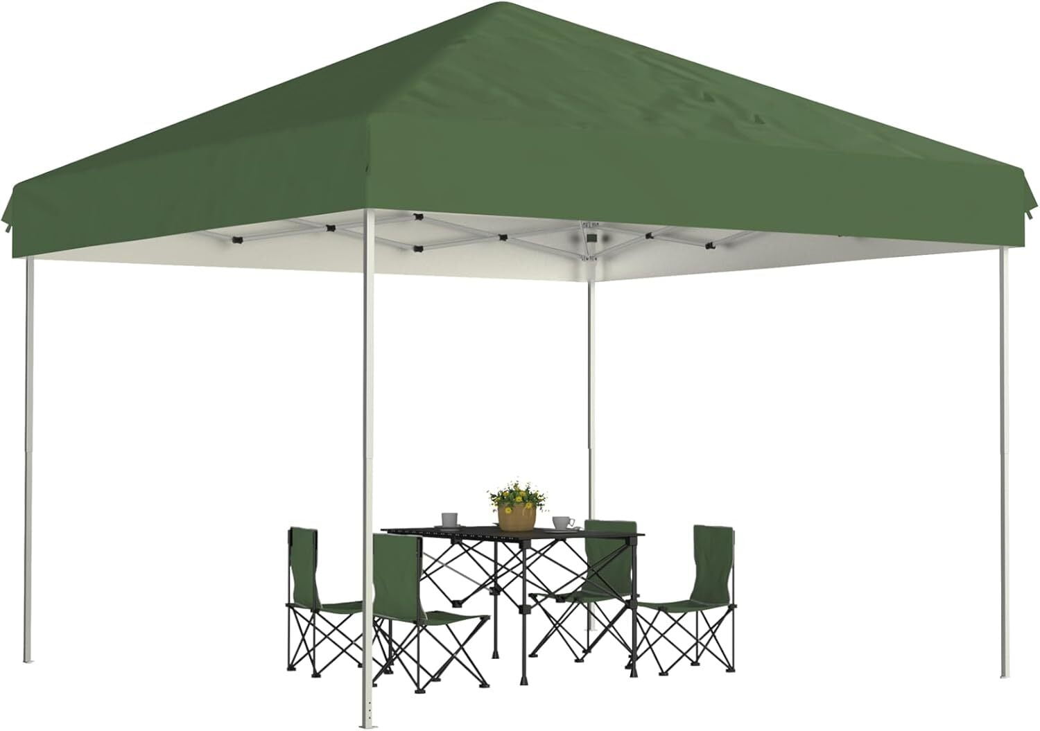 Rongfun 10x10 Ft Pop Up Canopy Tent Easy One Person Set-up, Instant Portable Shelter with 4 ...