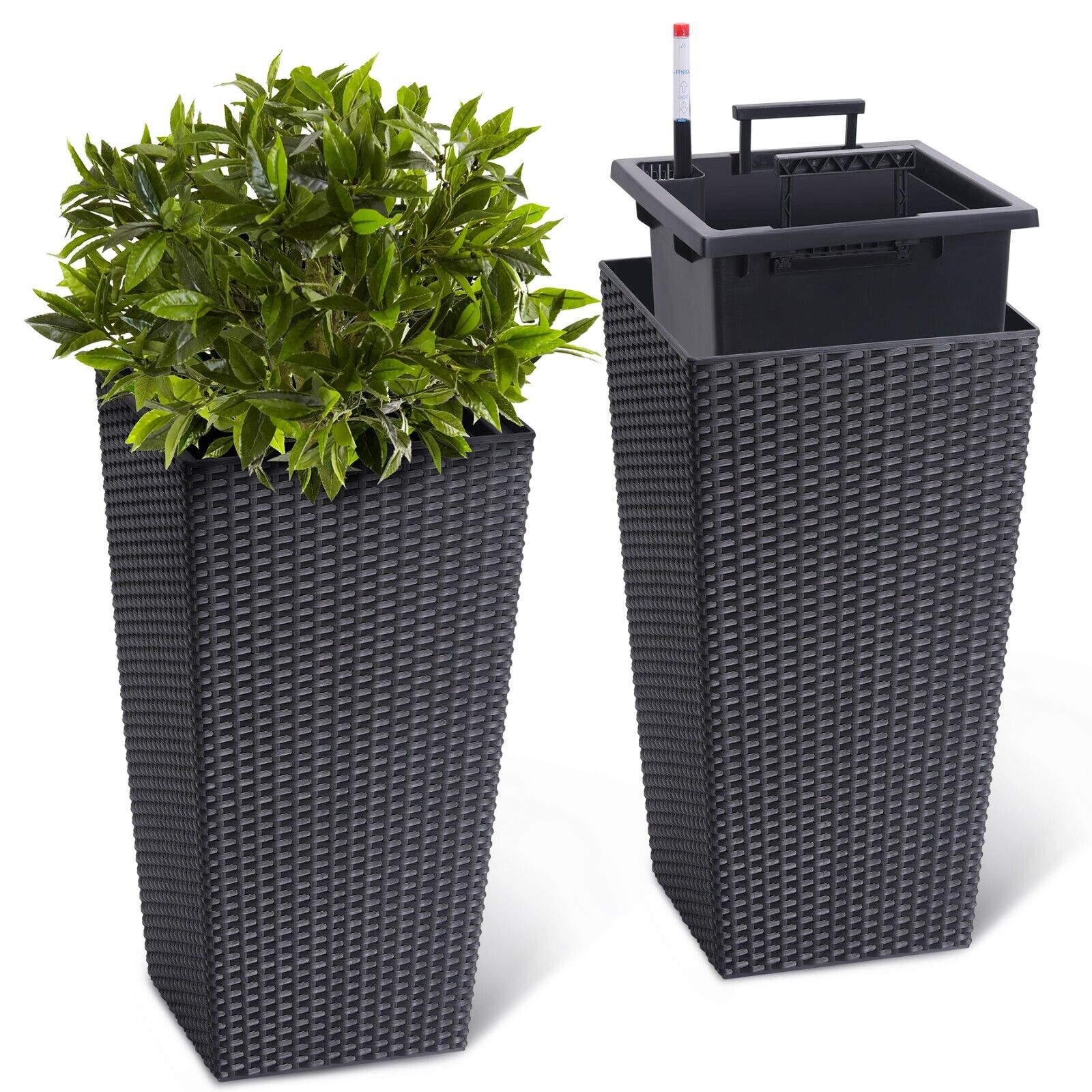 Rongfun 22.5 Inch Tall Rectangular Planters Set of 2 Large Modern Plant ...