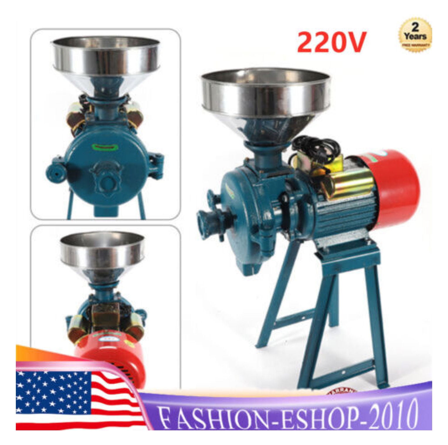 Rongfun 220V Electric Grinder Mill Corn Grain Wheat Cereal Feed Dry ...