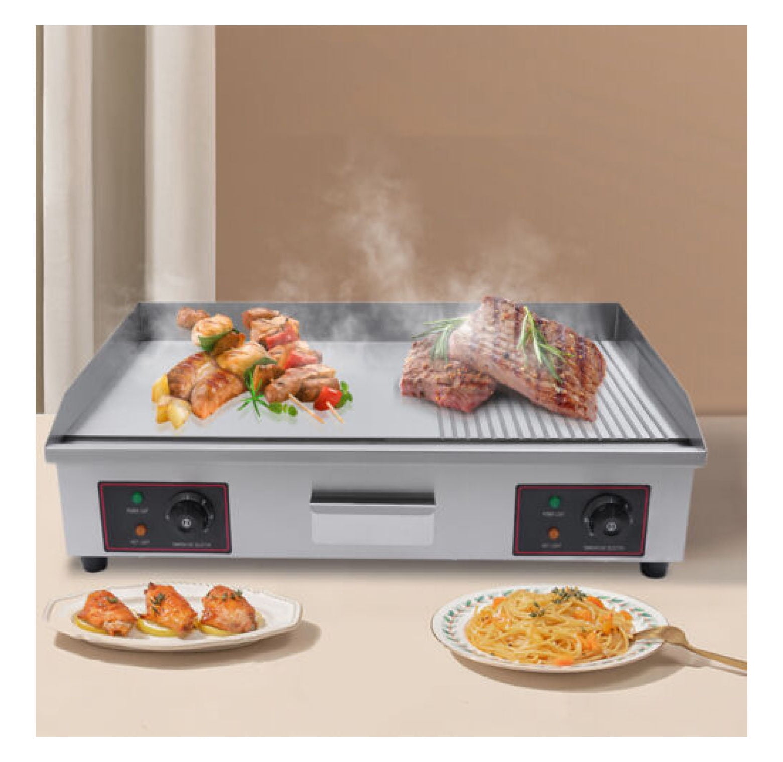 Rongfun 29" Electric Griddle 110V 3kw Flat Top Countertop Grill 50℃-300 ...