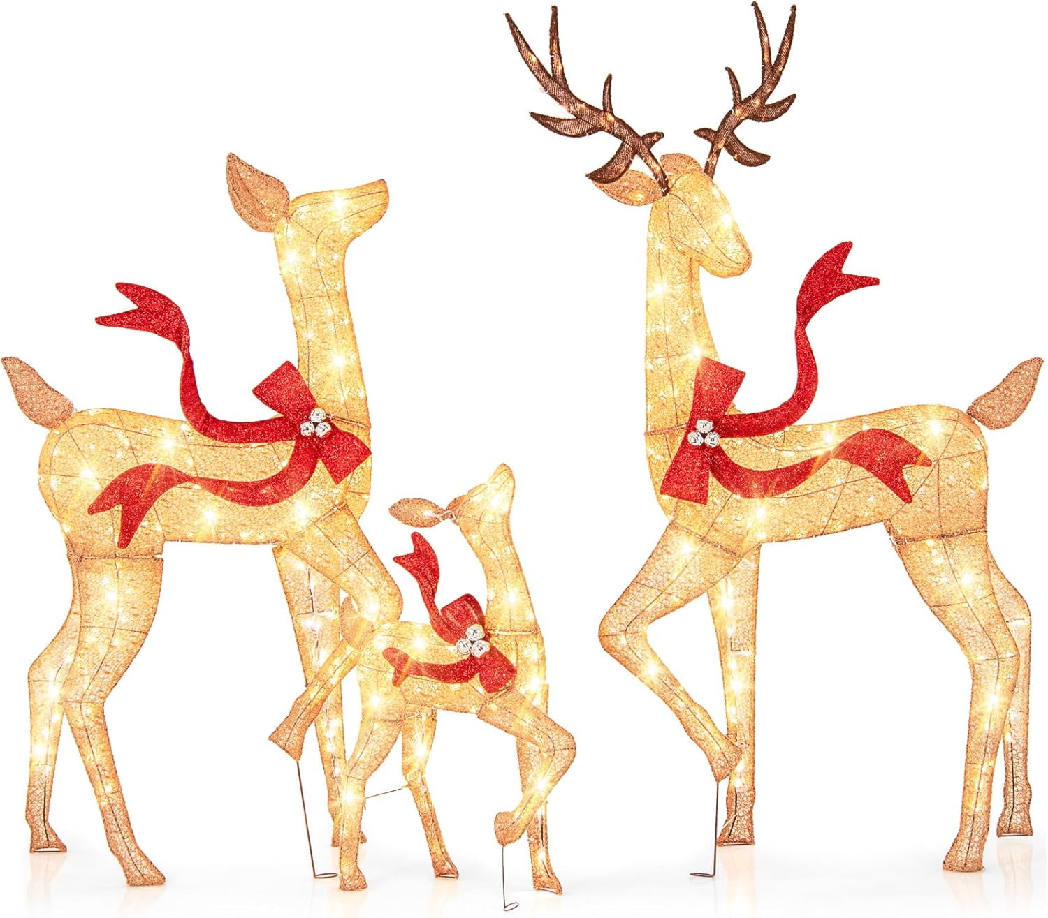 Rongfun 3-Piece Lighted Christmas Reindeer Family Set, Xmas Lighted ...