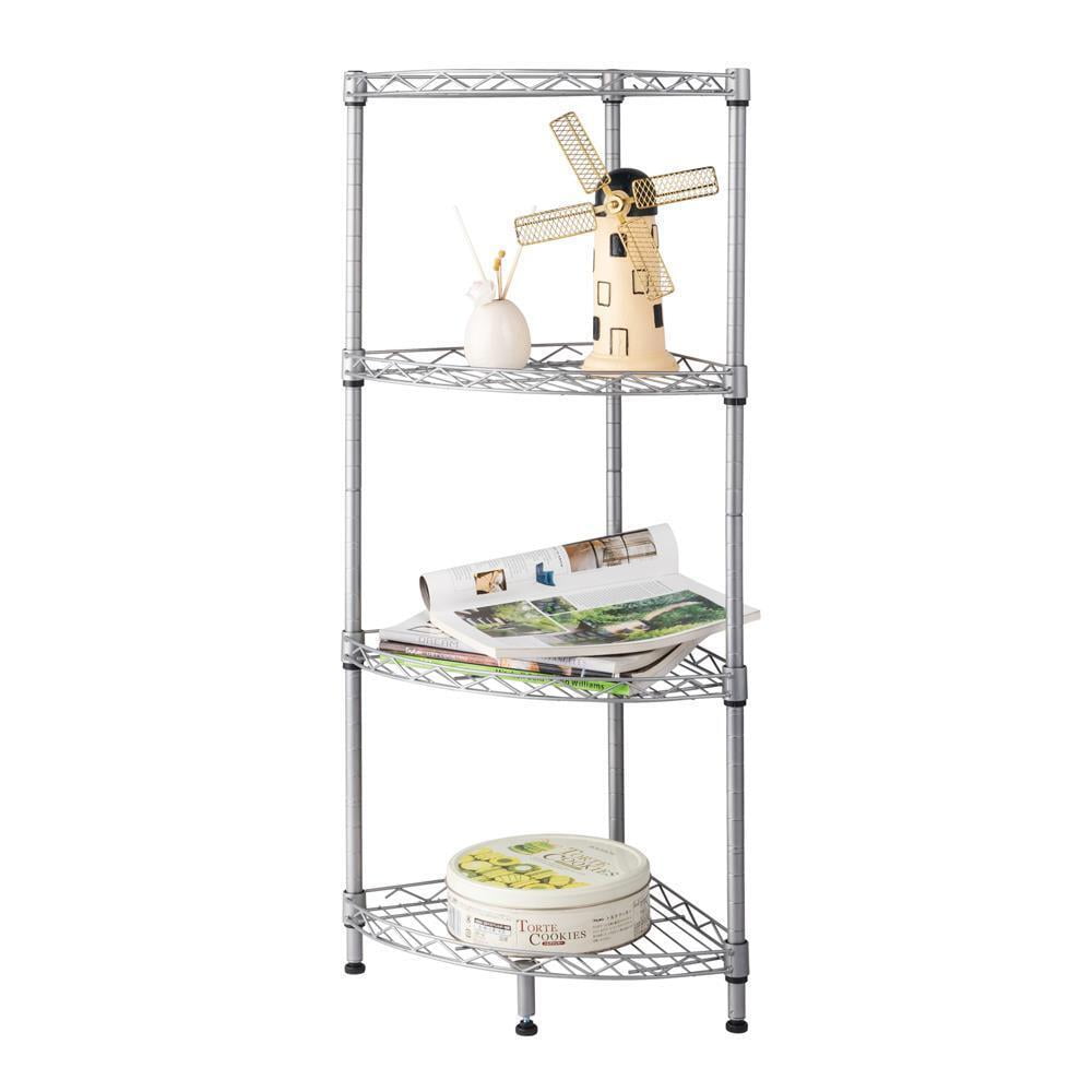 Rongfun 4 Tier Corner Wire Shelving Unit, Adjustable Wire Rack Shelving, Metal Wire Storage ...