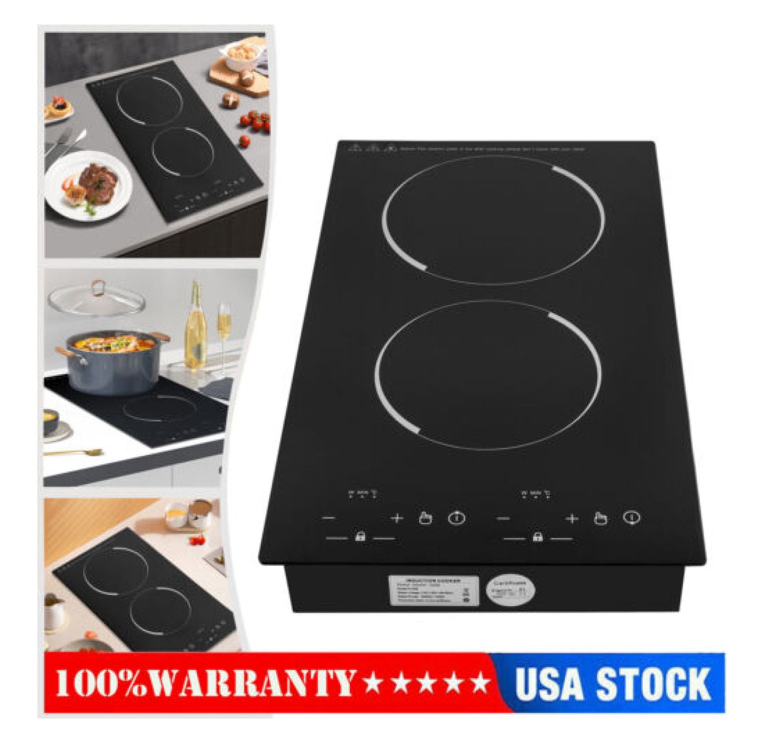 Rongfun 4000W Portable Induction Cooktop Countertop Dual Cooker Burner ...