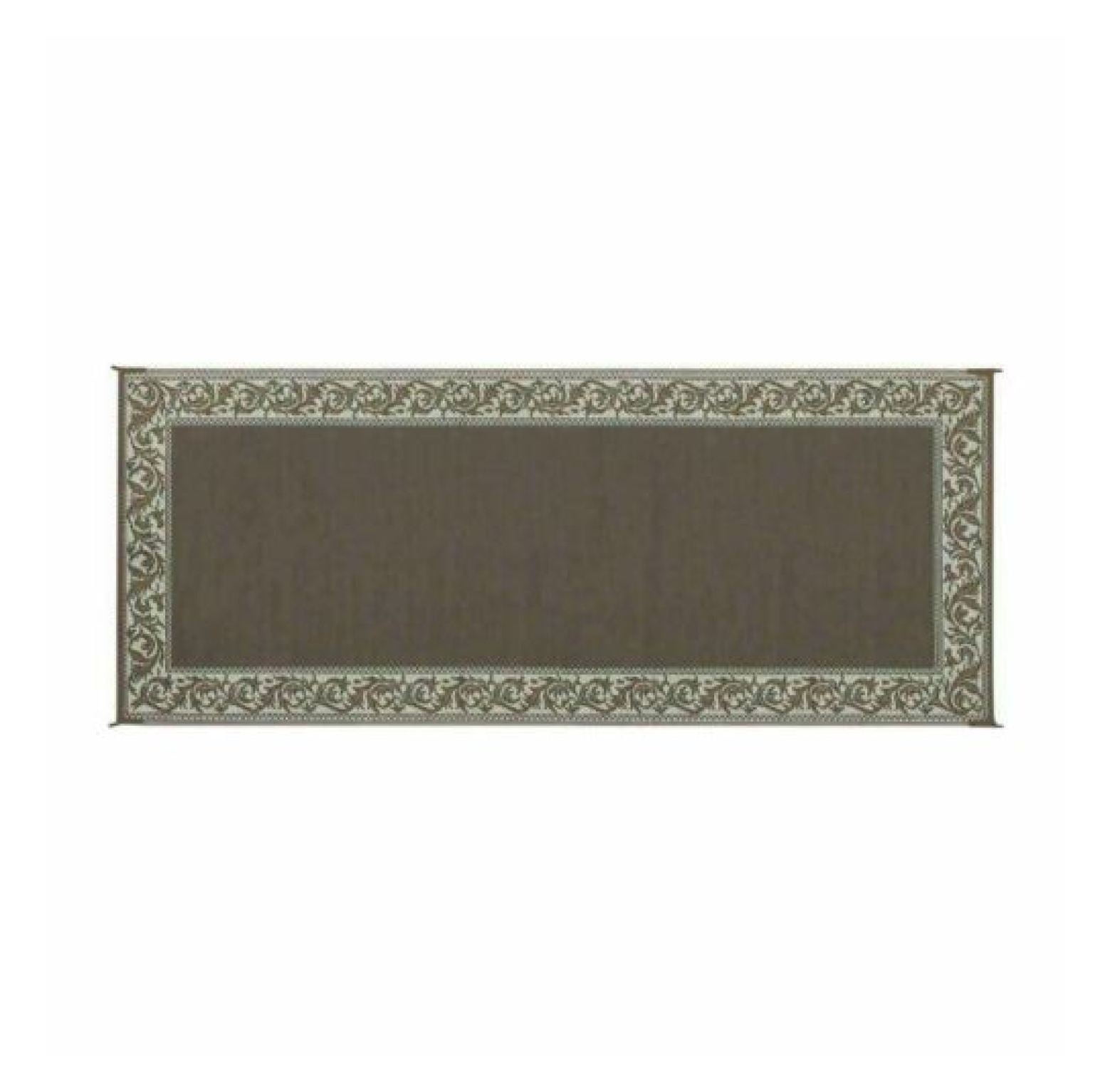 Rongfun Brown Beige Border Outdoor Patio Deck RV Mat Reversible Rug 8 x ...