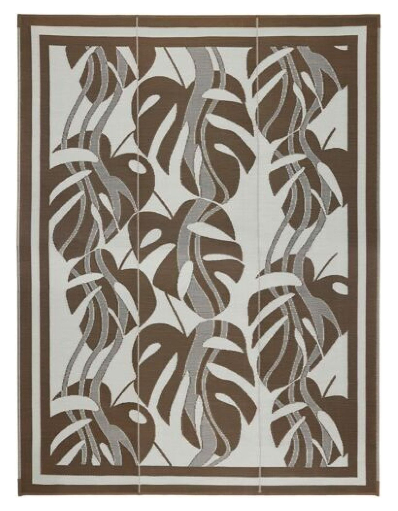 Rongfun Brown Beige Palm Frond 9x18 ft RV Mat Reversible Rug Foldable ...