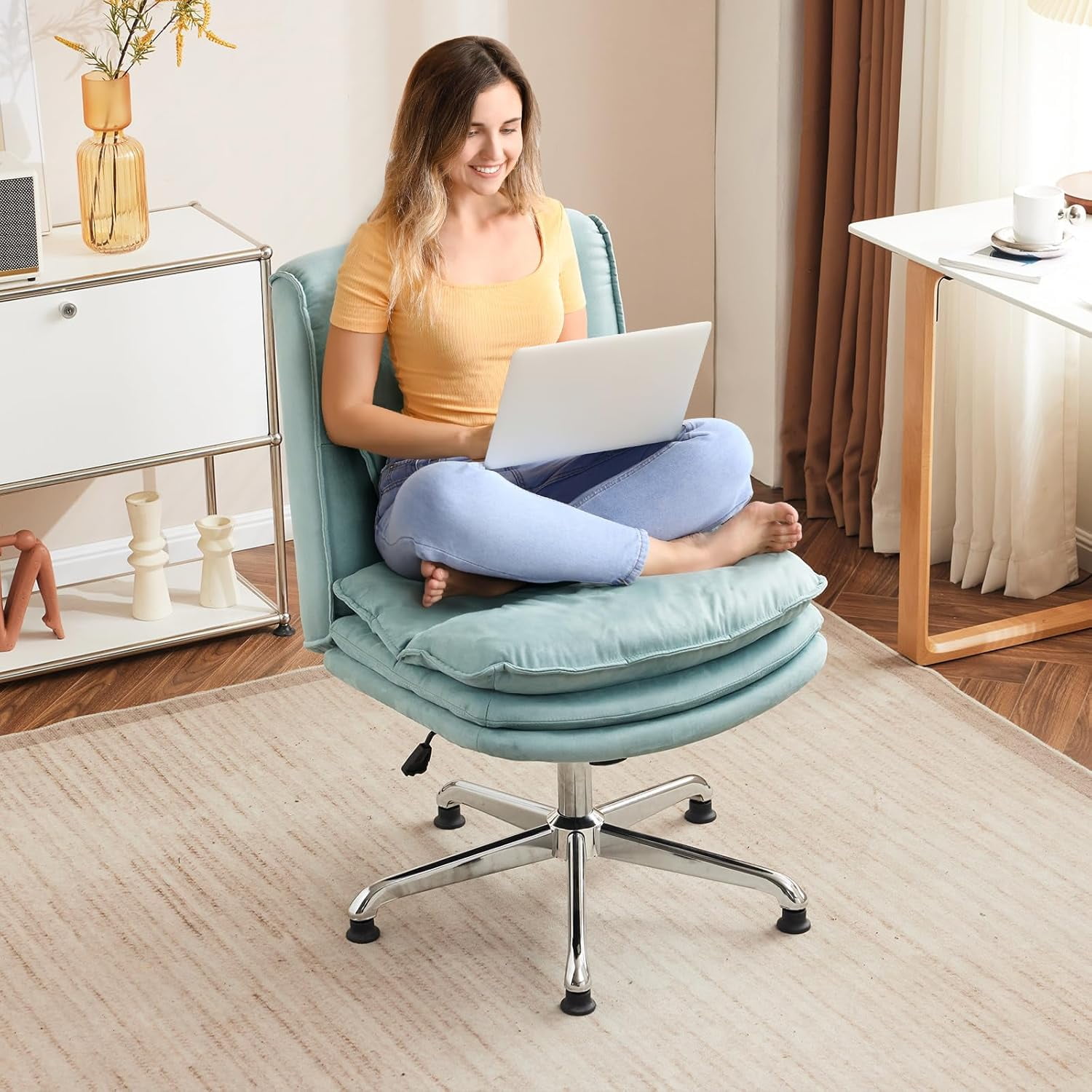 Rongfun Cloud Criss Cross Legged Chair,18" High Back Armless Home ...