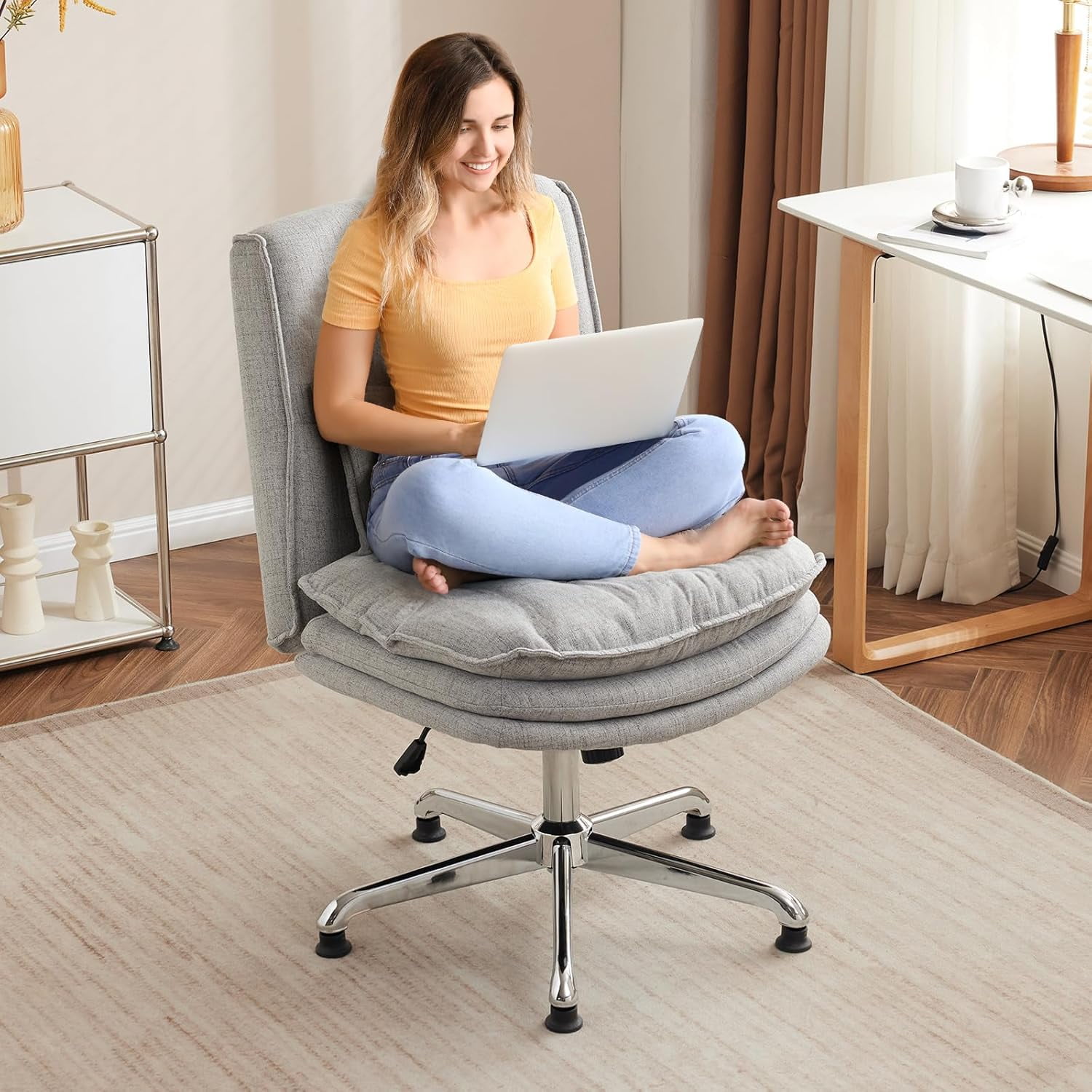 Rongfun Cloud Criss Cross Legged Chair,18" High Back Armless Home ...