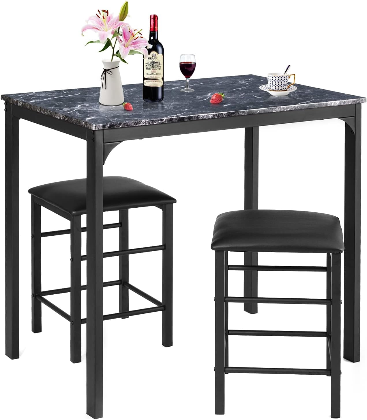 Rongfun Dining Table , Person Kitchen Breakfast Table and Chair Set Pub ...