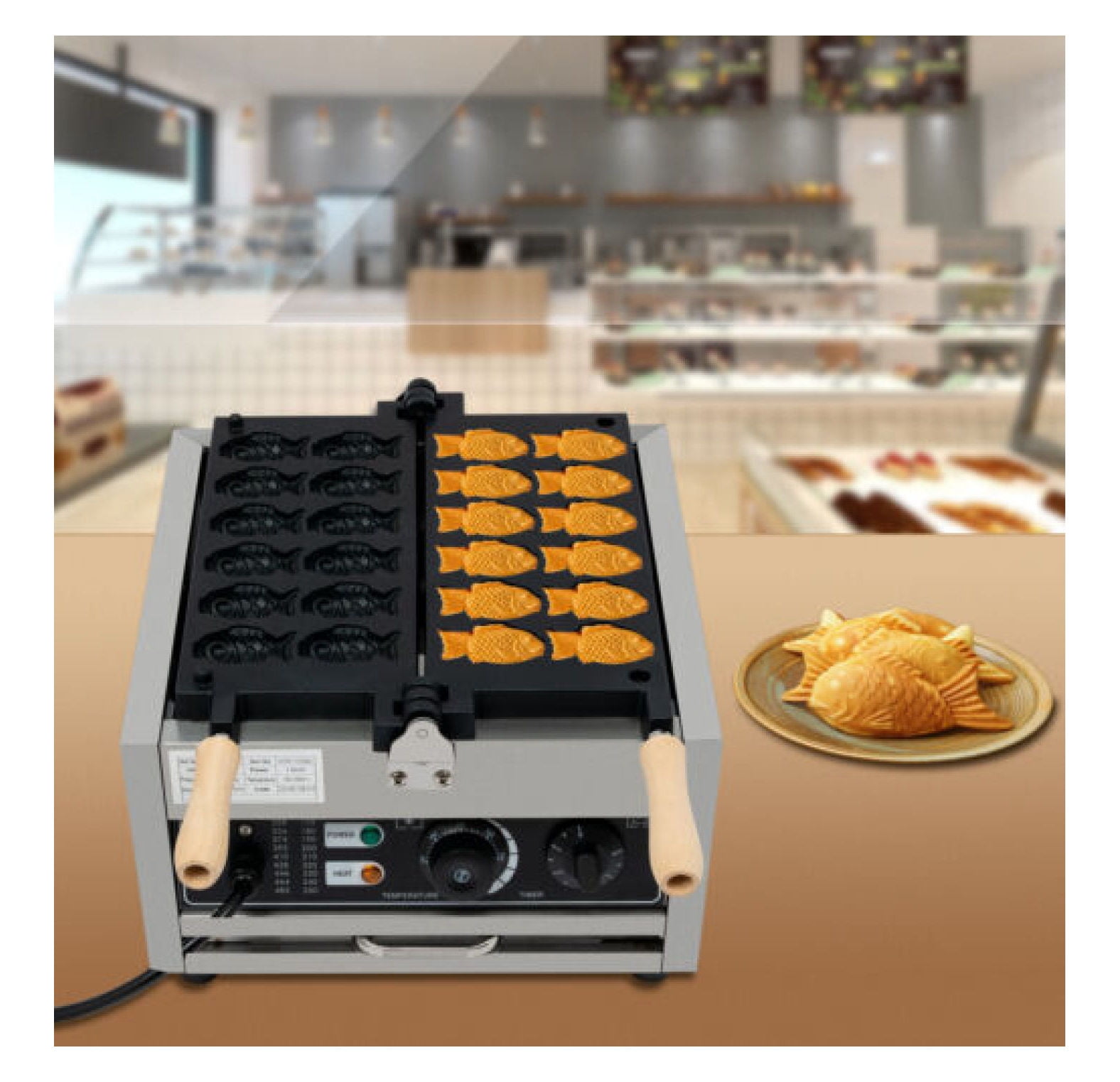 Rongfun Electric Fish Shaped Taiyaki Waffle Baking Making Maker Machine ...